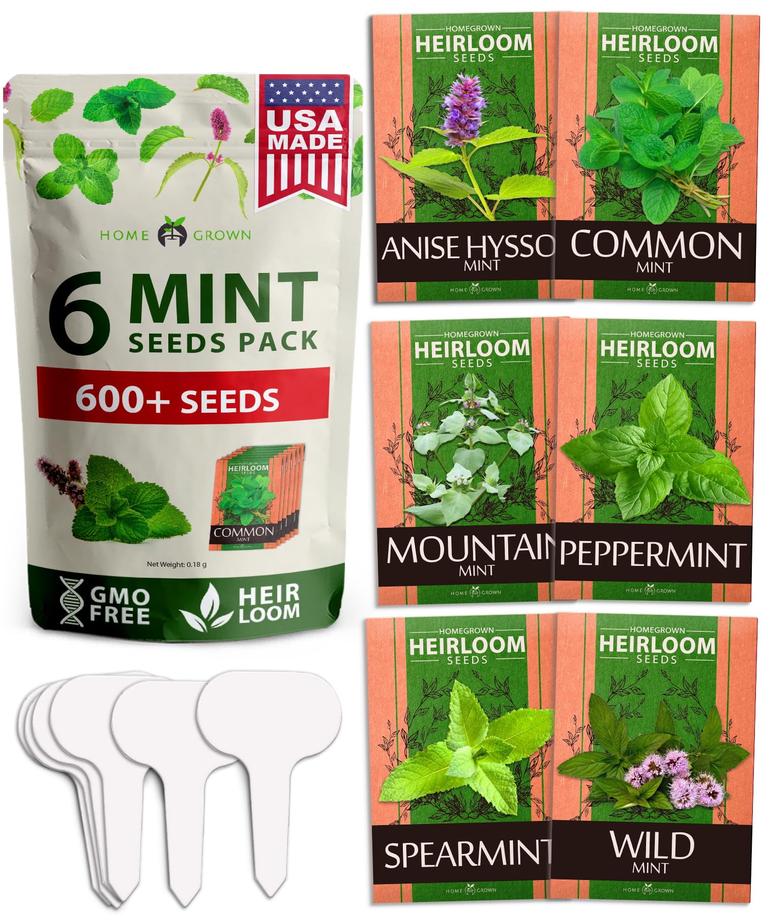 6 Mint Varieties - 600+ Heirloom MTN1 Herb Seeds 𝗡𝗢𝗡-𝗚𝗠𝗢 𝗨𝗦𝗔 Peppermint ...