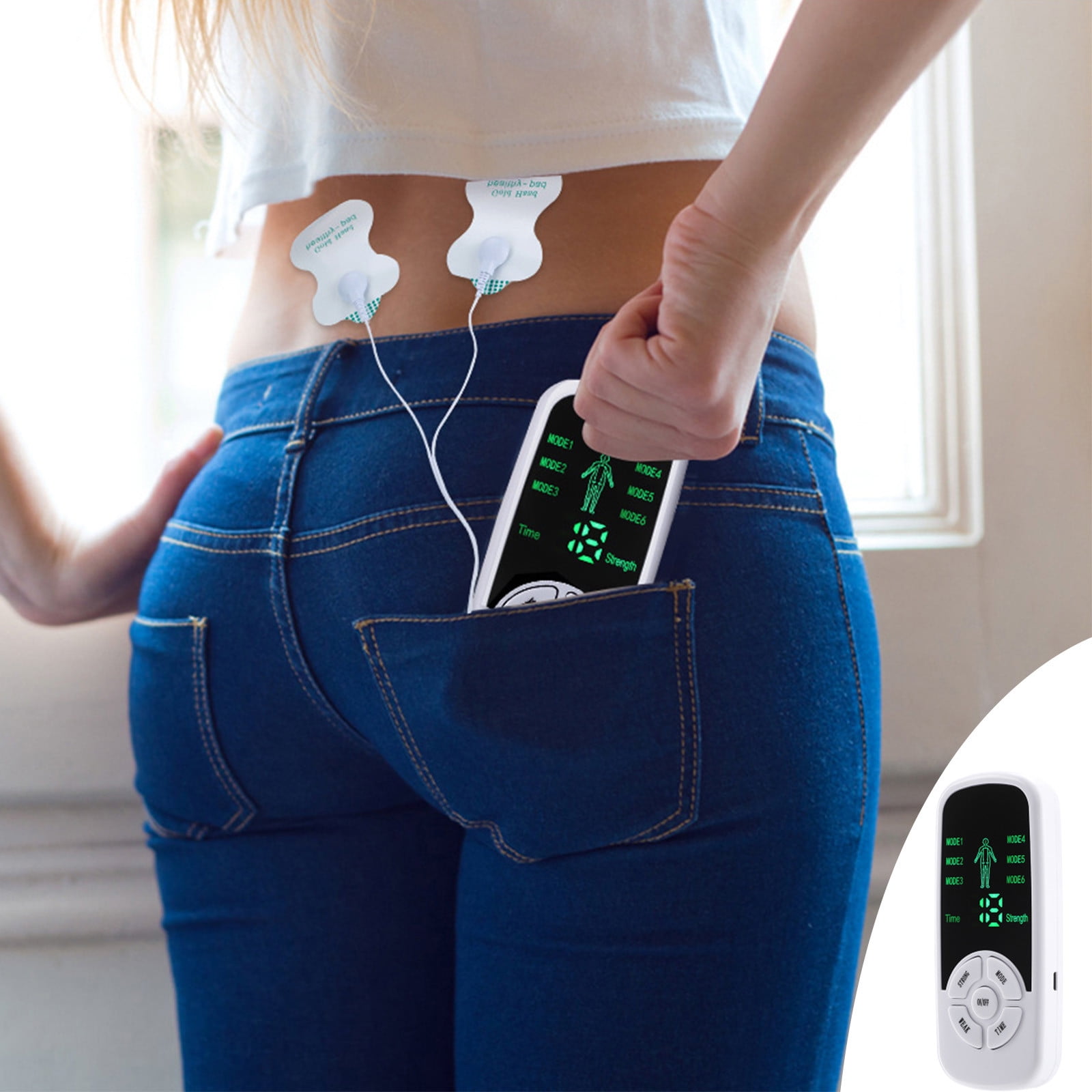 6-Mode Electronic Muscle Stimulator | Portable EMS Unit with 4 Reusable ...