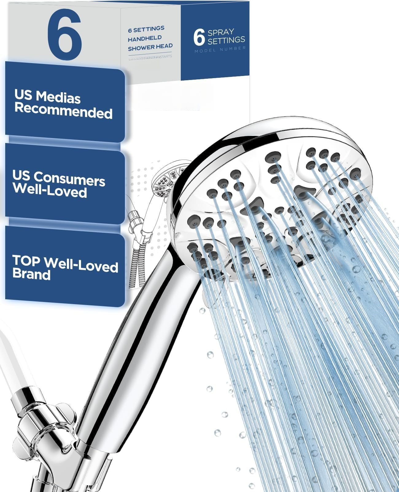 6-Mode High Handheld Shower Set, Consumer Reports Recommended High Hand ...