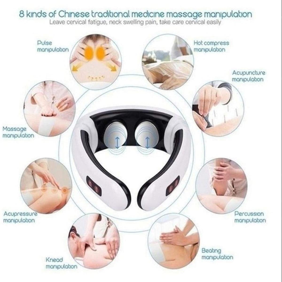 6 Modes Electric Pulse Neck Massager Magnetic Vertebra Treatment Pain ...