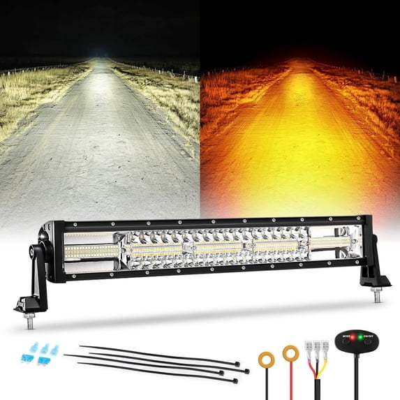 6 Modes White Series 22Inch 120W Light Bar Dual Color Strobe Light Spot ...