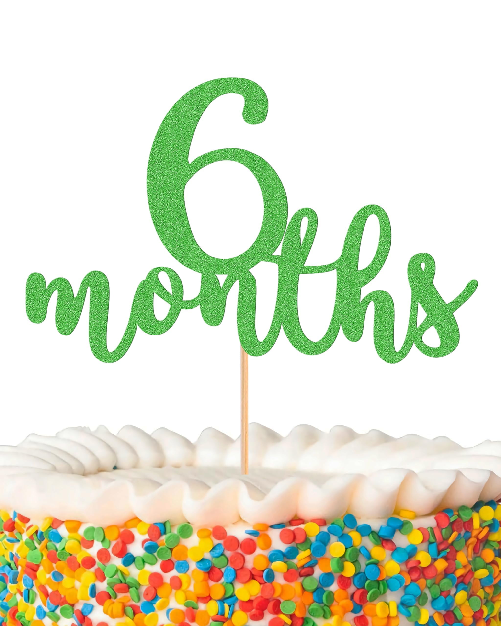 6 Months Cake Topper - Golden AIS1 Glitter 1/2 Birthday Cake ...