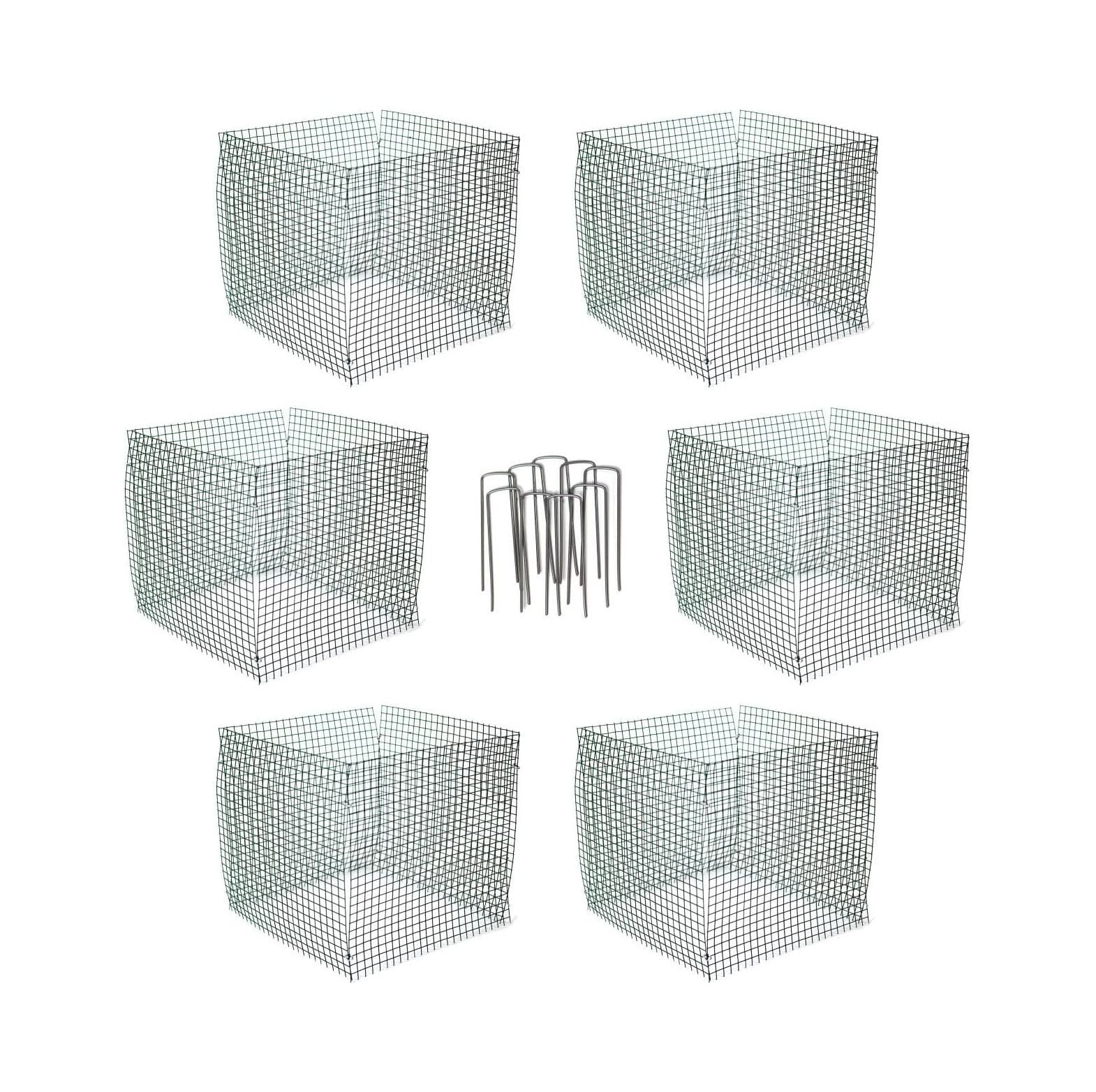 6 New Small Wire Plant Protectors, 12" square, 12" high (Vinyl Coated ...