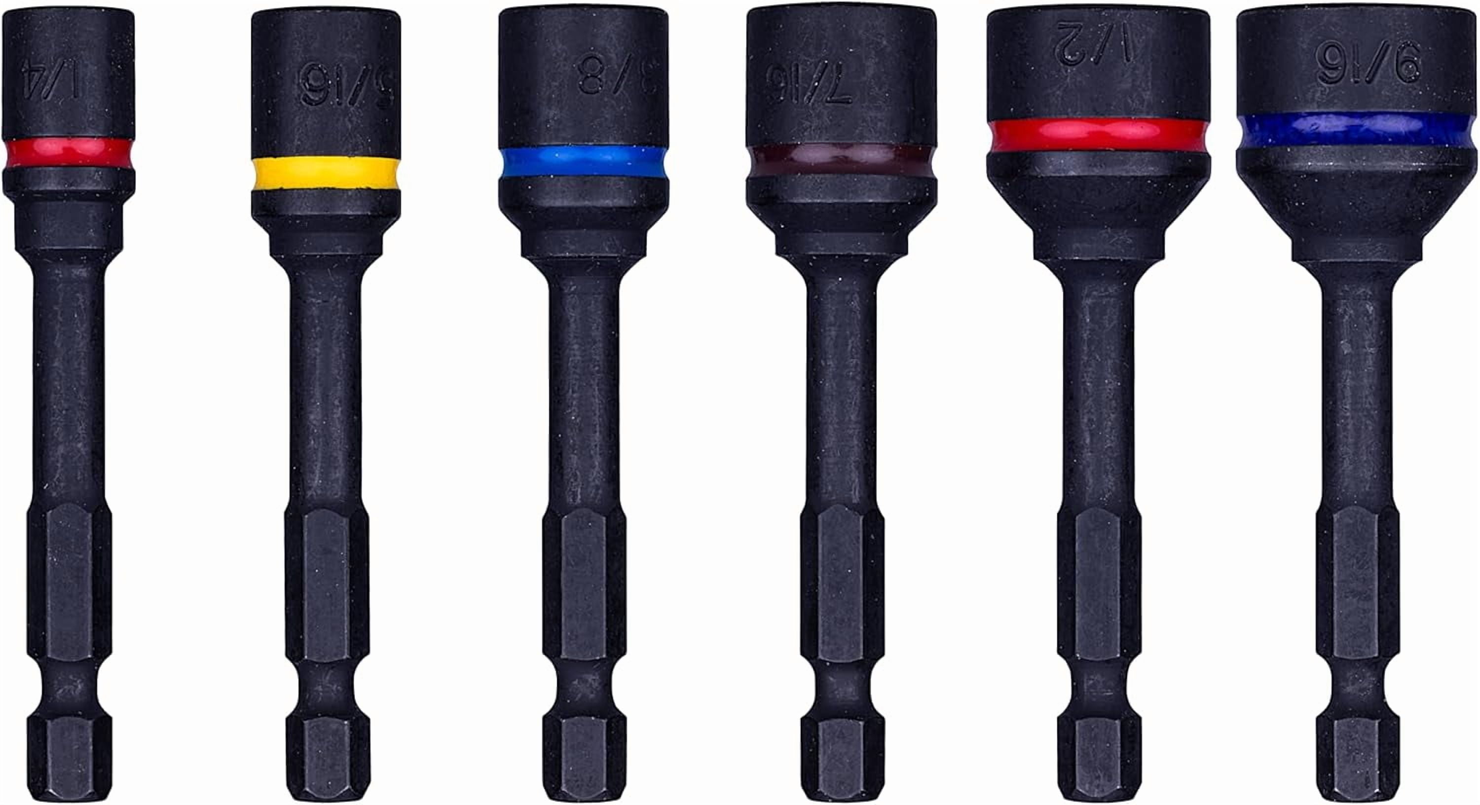 6- Nut Driver Set, S2 Impact 2-9/16" Nut Setters, Imperial Sizes 1/4"-5 ...