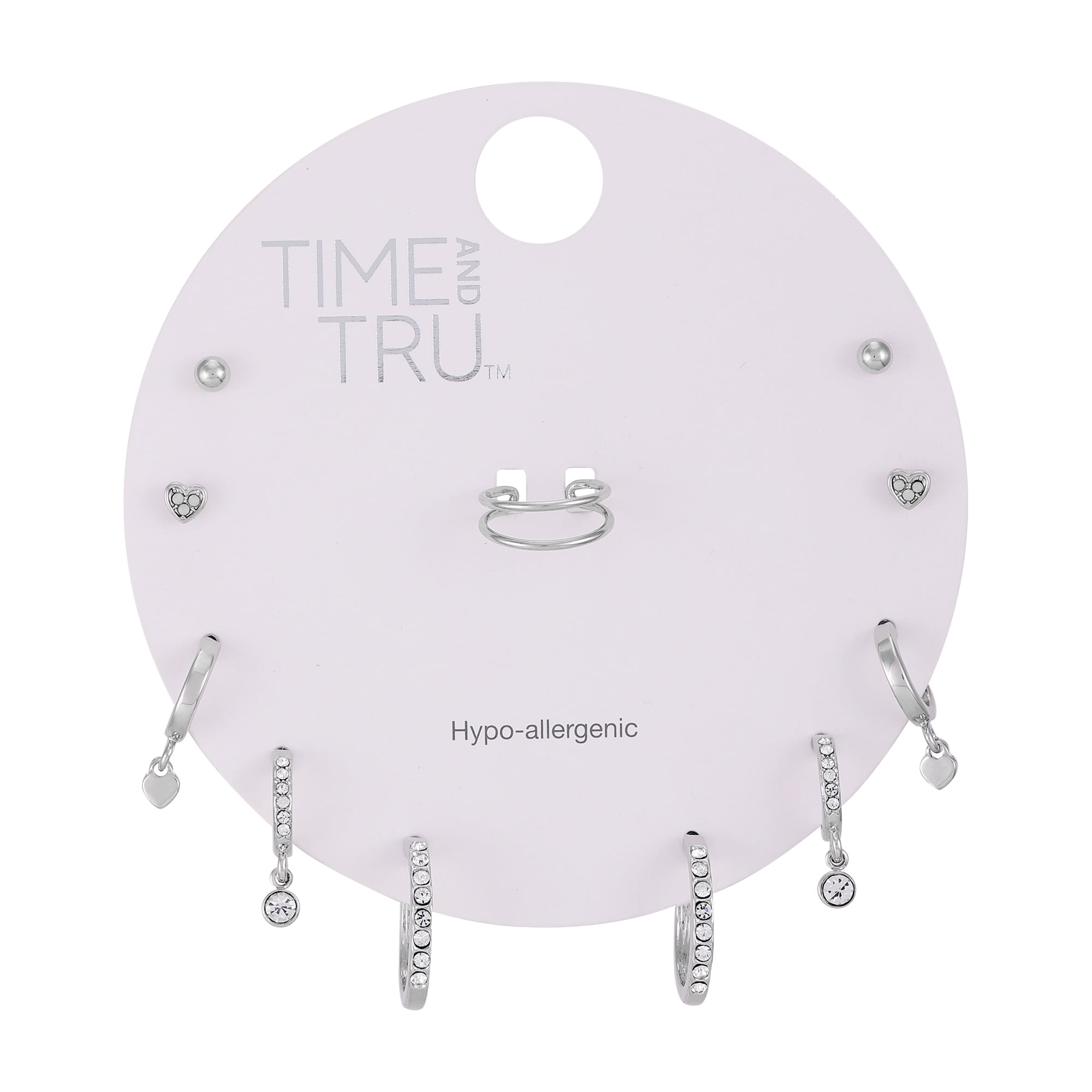 Time and Tru Women's Silver Tone Multi Earring Set with Glass Stones - Walmart.com