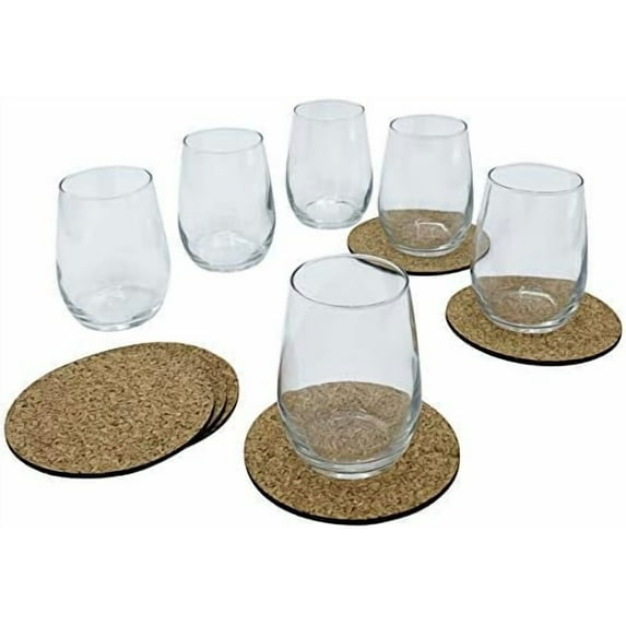 6 OZ MINI TESTER Stemless Wine Drinking Glasses/Set of 6/Small size ...