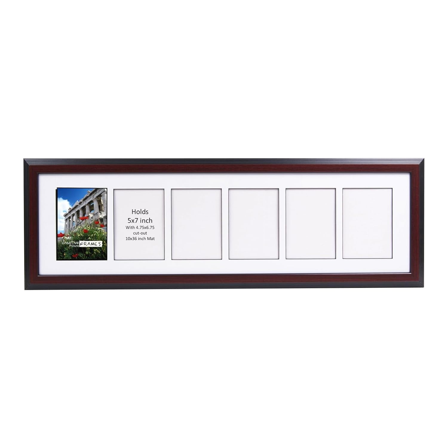 6-Opening Glass Face Mahogany Picture Frame To Hold 5 By 7 Inch ...