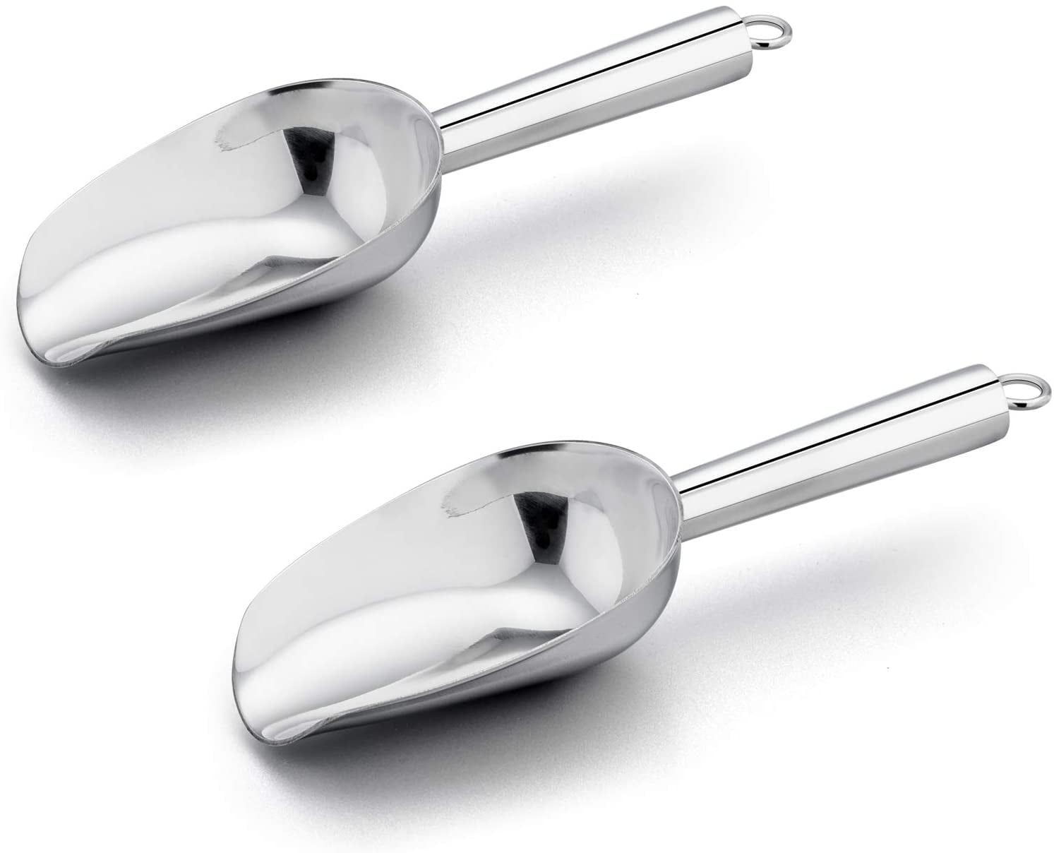 6 Ounce Ice Scoop Set of 2, Small Stainless Steel Scoops for Ice Cube ...