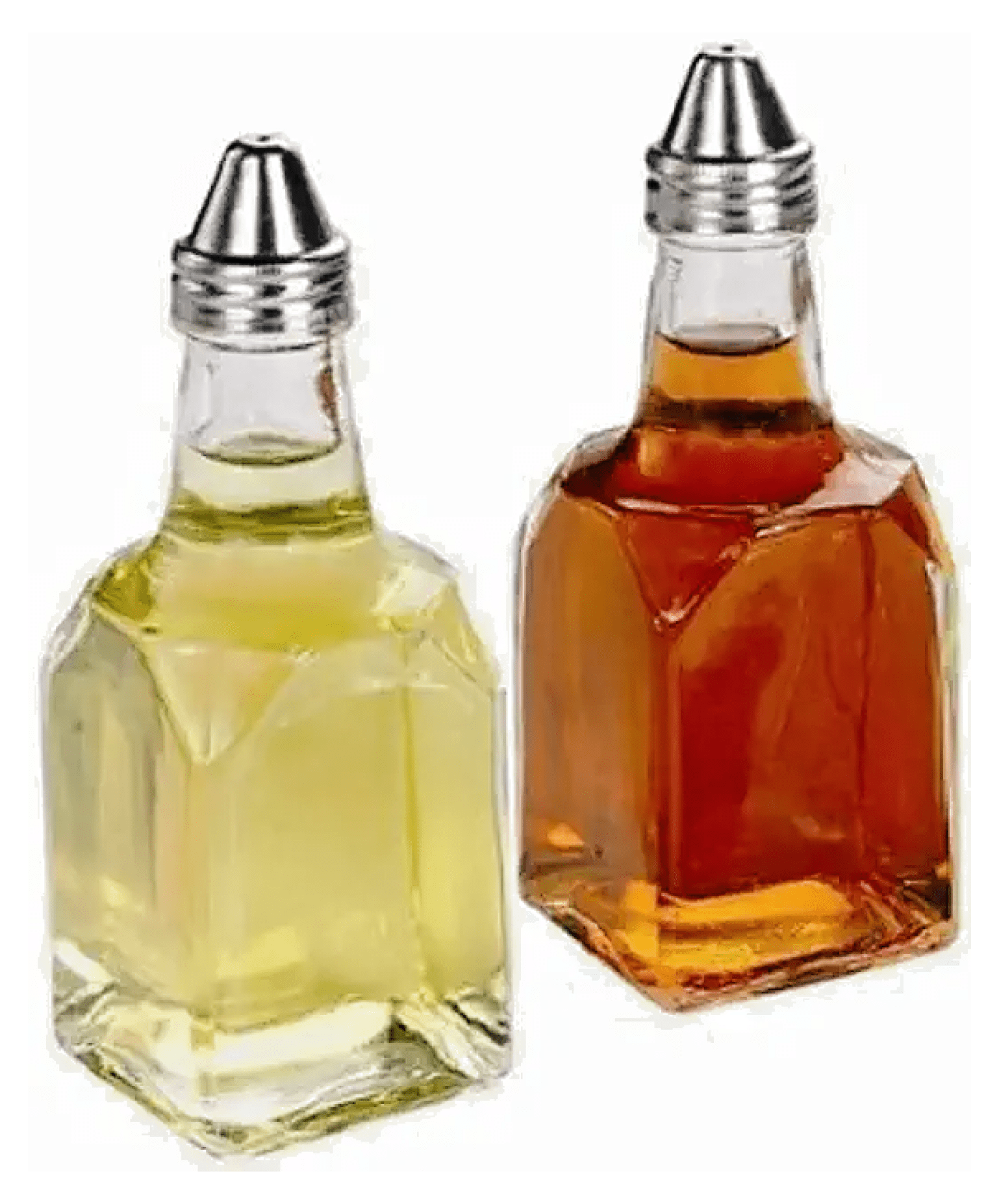 6-Ounce Olive Oil and Vinegar Cruet Set, Square Glass Dispensers - Rack ...