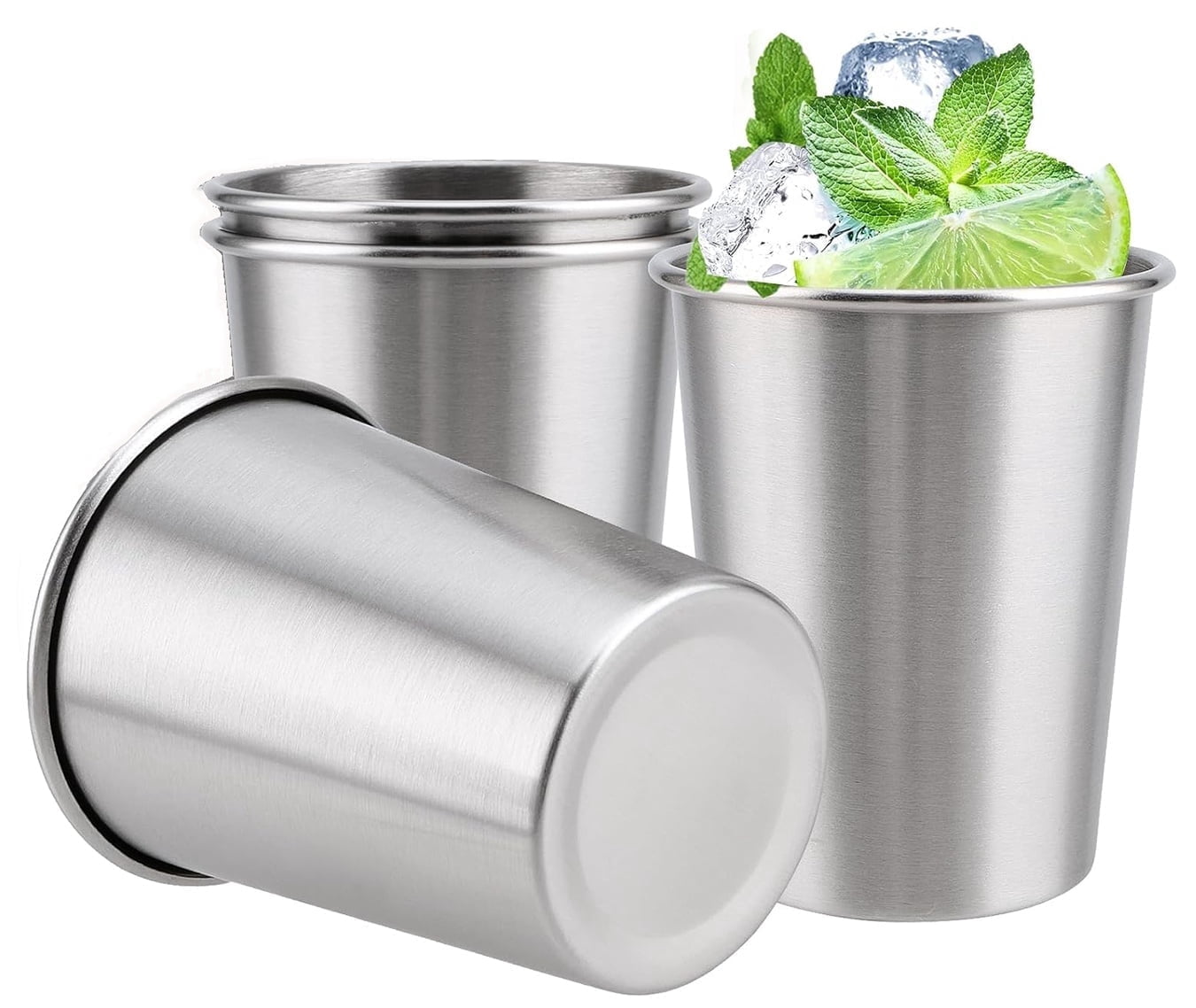 Wattne 6 Ounce Stainless Steel Pint Cups, Stackable Shatterproof ...