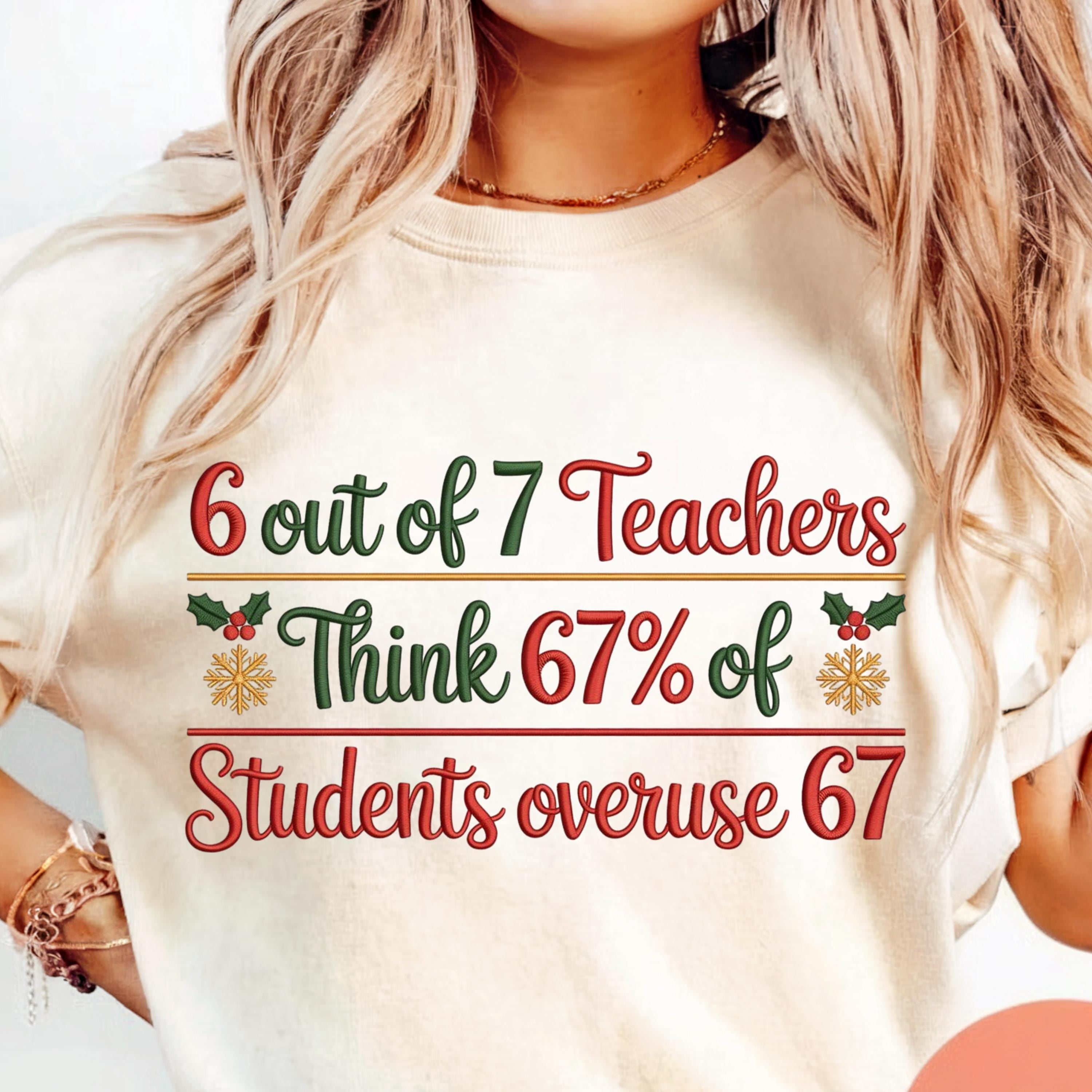 6 Out of 7 Teachers Think 67% of Students Overuse 67 PNG, Funny Six Seven SVG Design - Walmart.com