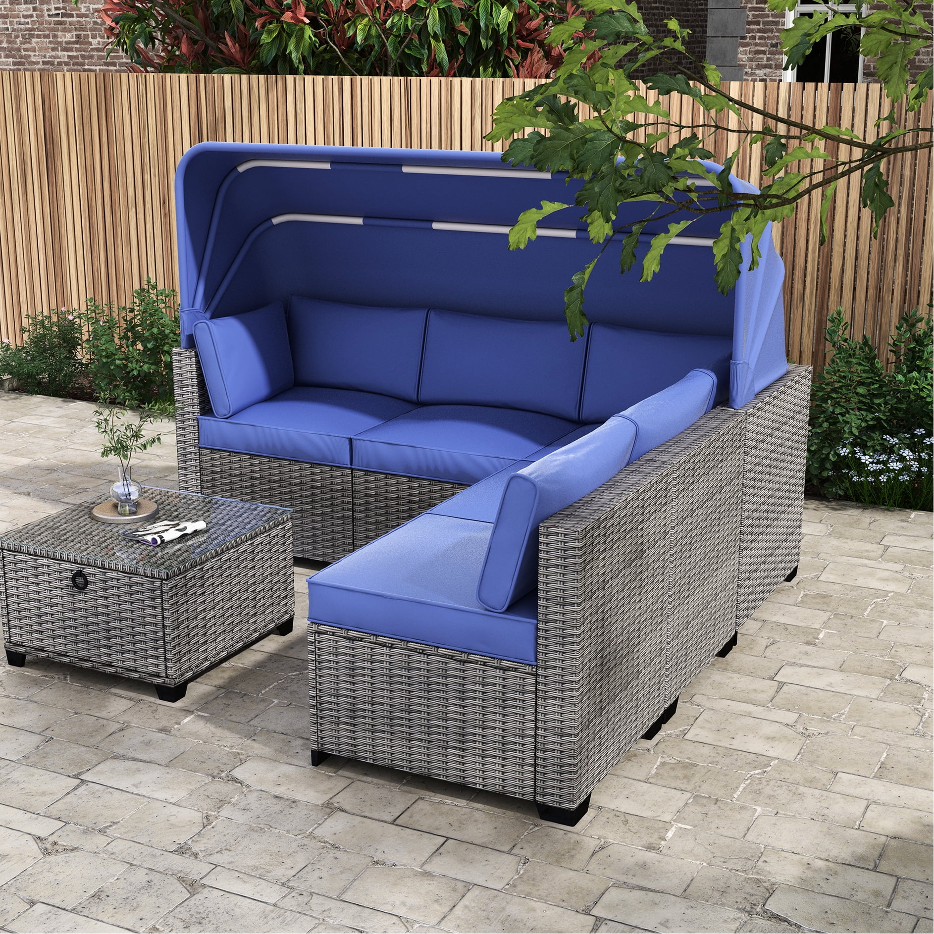 6 Outdoor Patio Furniture, Daybed With Canopy, Adjustable , Chaise ...