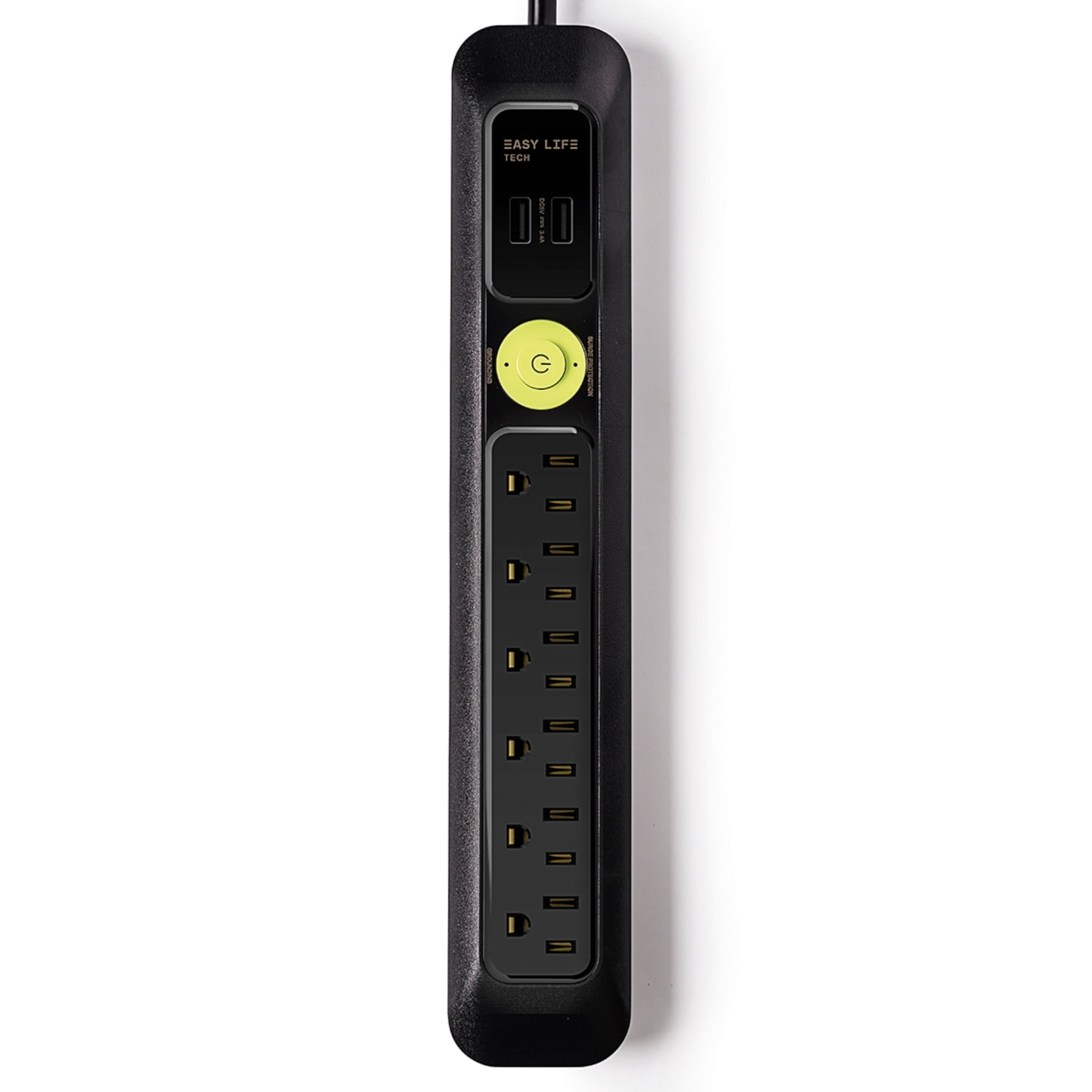 6-Outlet, 2 USB Heavy Duty Power Strip Surge Protector by Easylife Tech ...