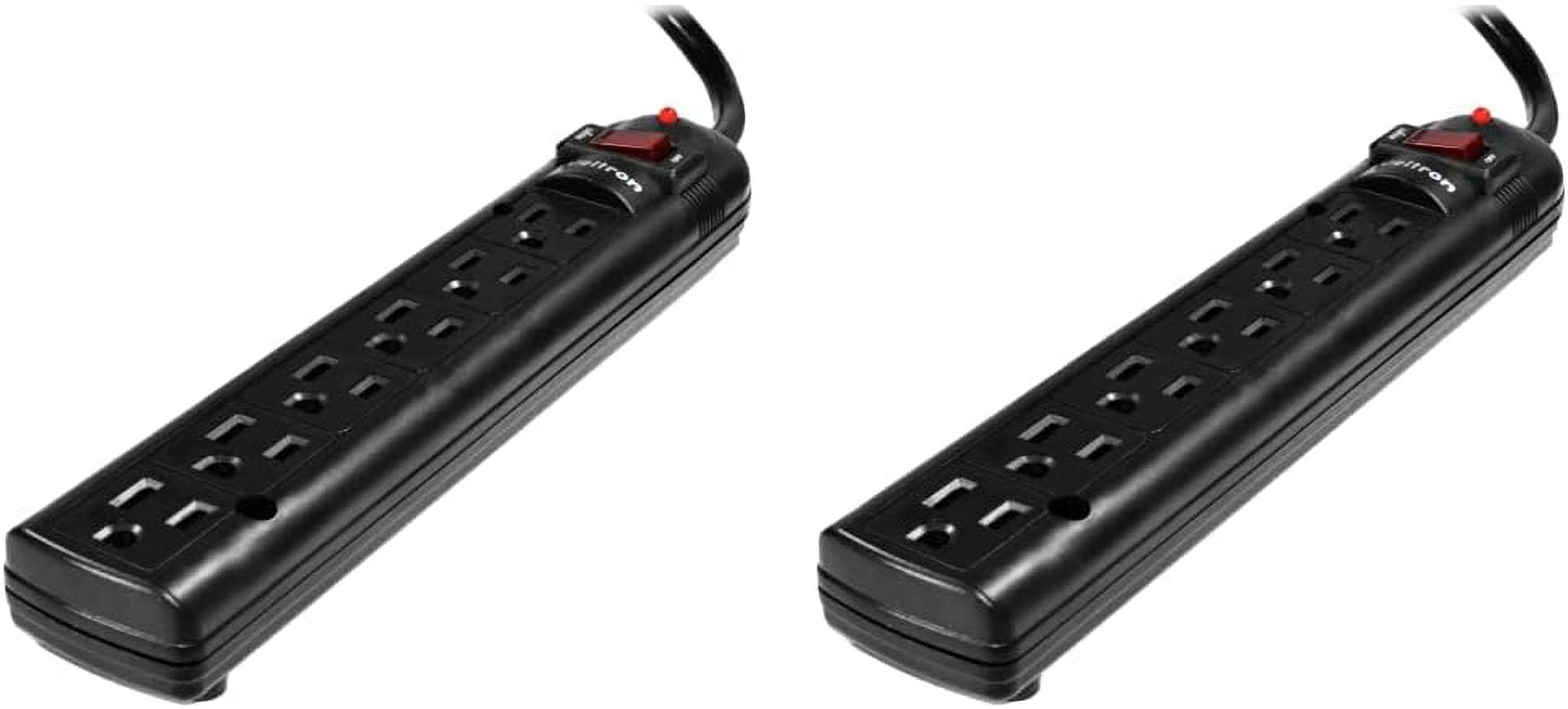 6 Outlet Black Surge Protector Power Strip, Wall Mount, 750 Joules ...