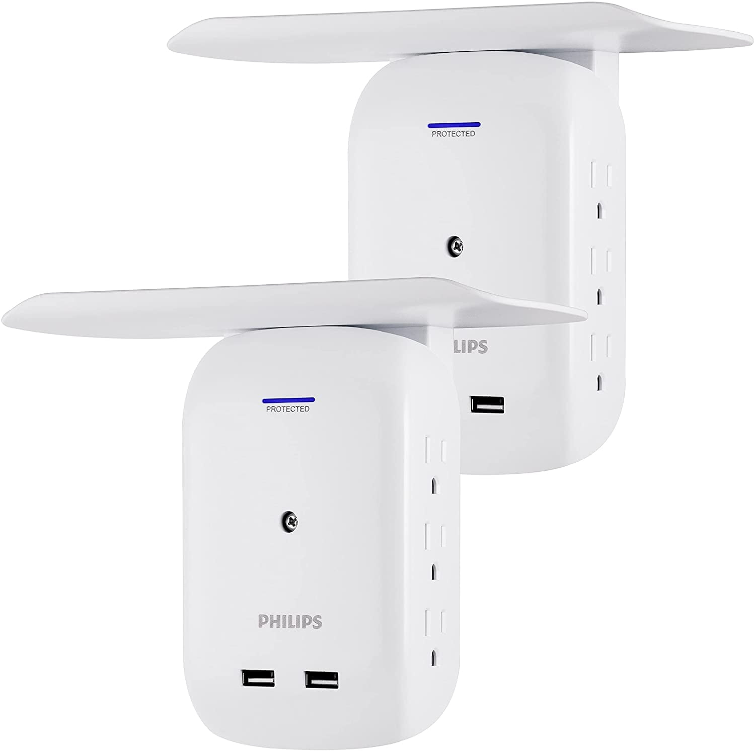 6-Outlet Extender 2-USB Sur Protector, Side Access Adapter, Wall Tap ...