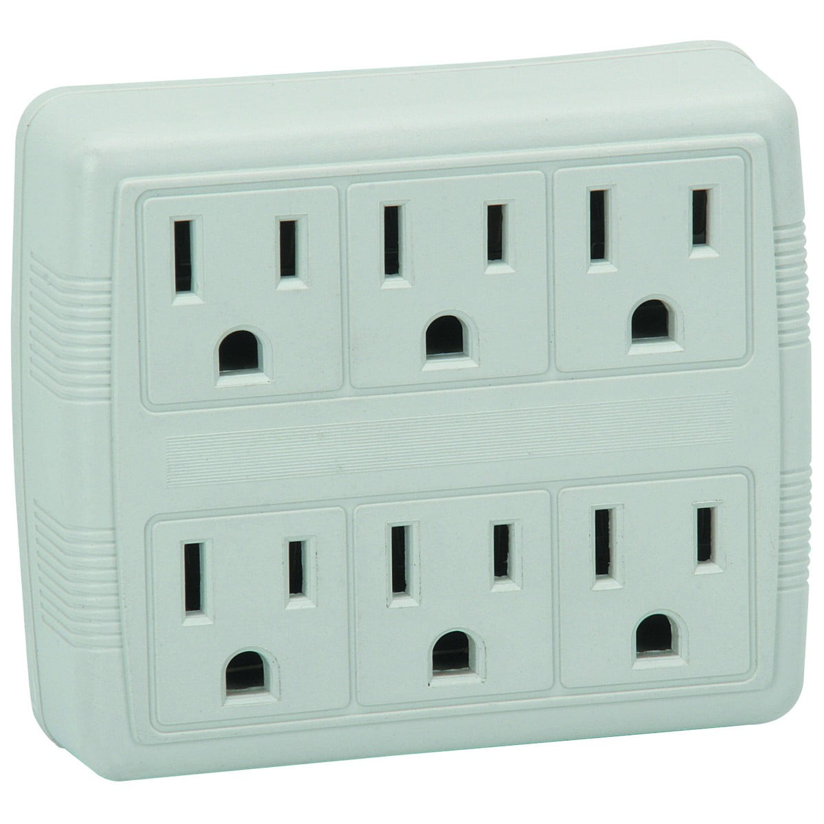 Six Outlet Grounded Adapter, Polarized with built-in safety ground ...