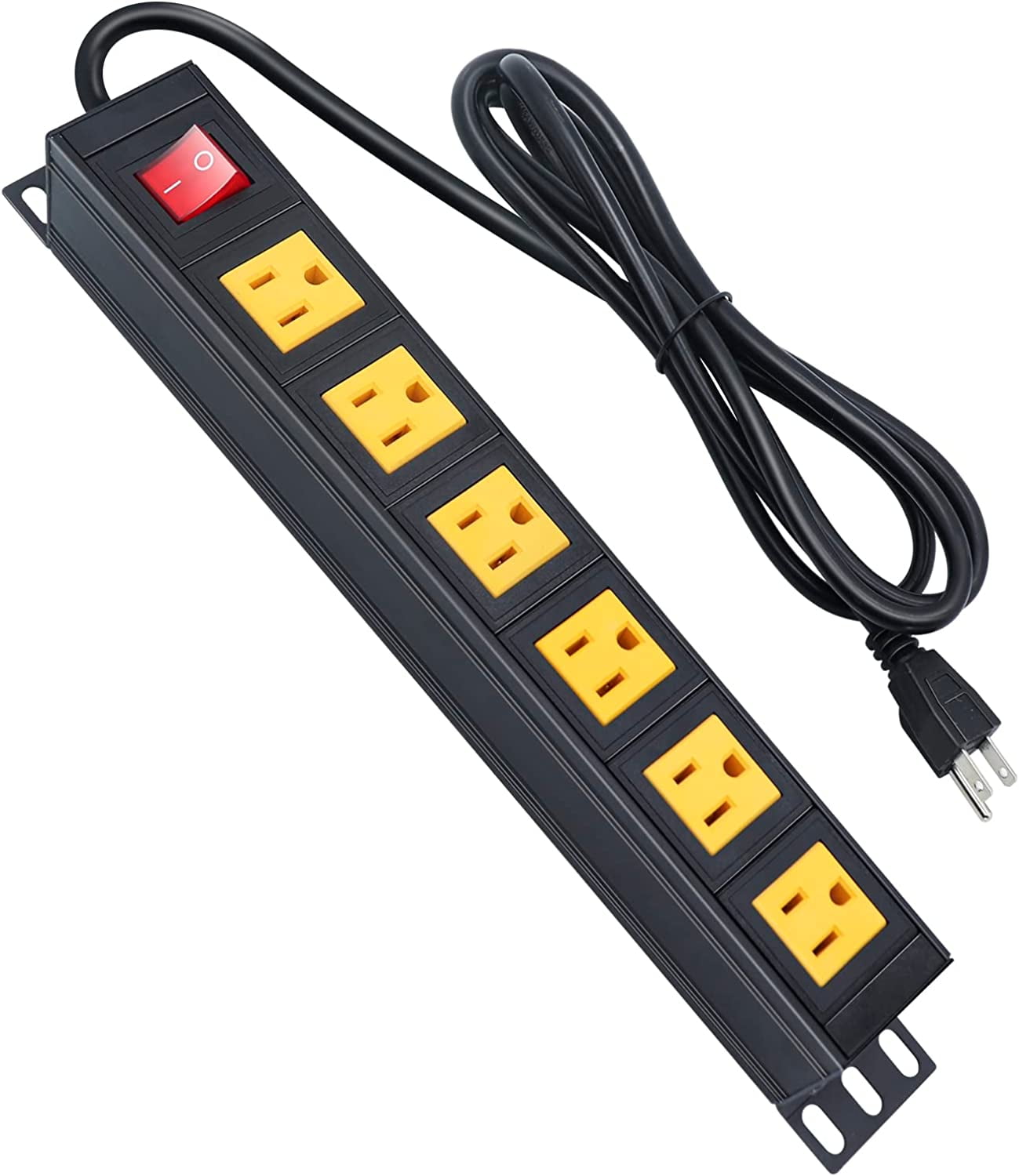 6 Outlet Metal Power Strip, Heavy Duty Wide Spaced Power Strip, Wall ...