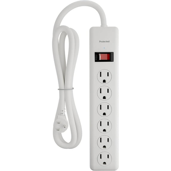 6-Outlet Power Strip Sur Protector 1-Pack, 4-Foot Extension Cord, 600 ...
