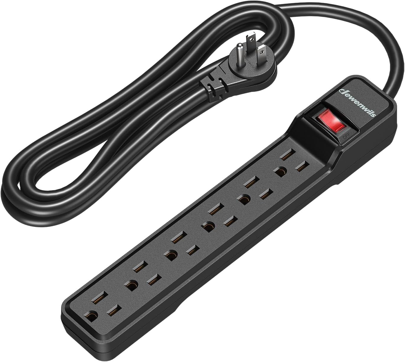 6-Outlet Power Strip Sur Protector with 10 Foot Long Extension Cord ...