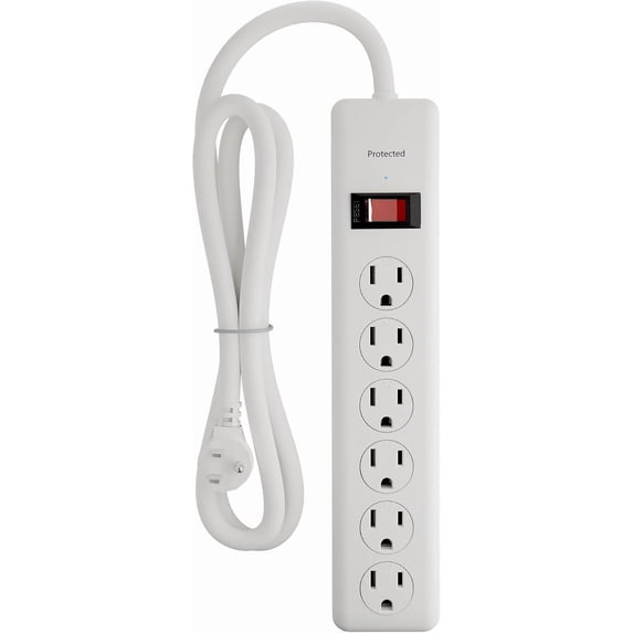 6-Outlet Power Strip Surge Protector 1-Pack, 4-Foot Extension Cord, 600 ...