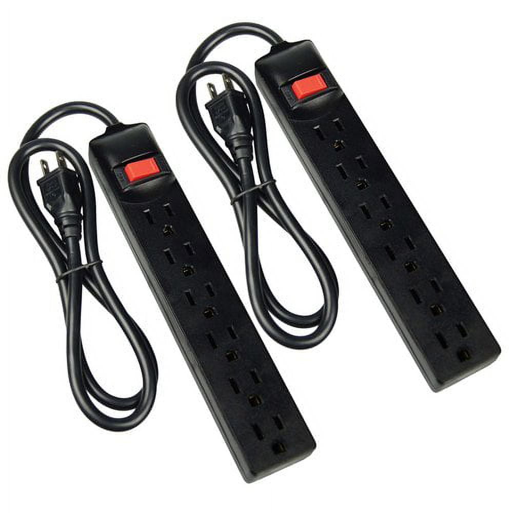 6-Outlet Power Strips, Black, 2pk - Walmart Business Supplies