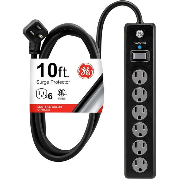 6-Outlet Sur Protector, 10 Ft Extension Cord, Power Strip, 600 Joules ...