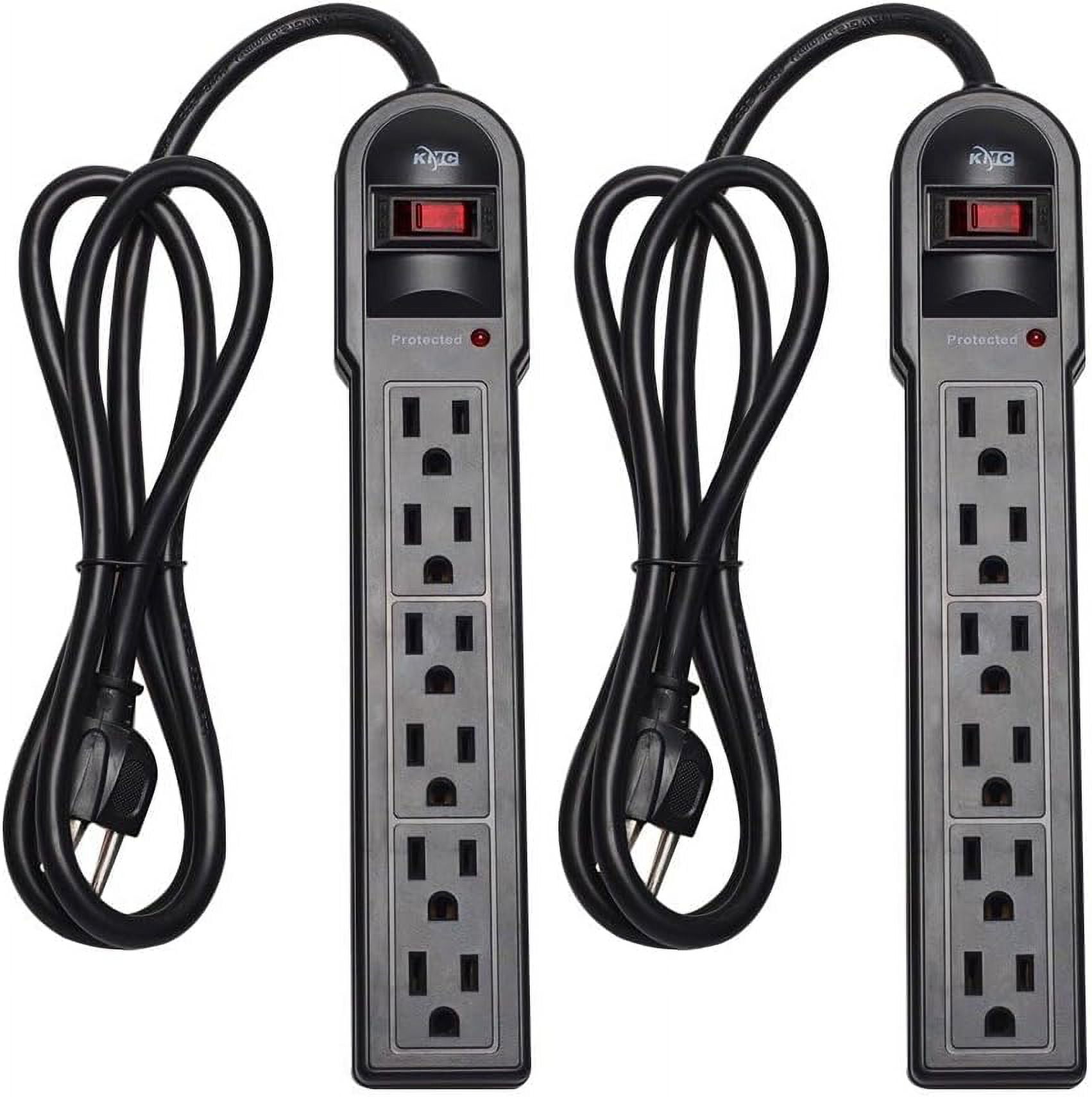 6-Outlet Sur Protector Power Strip 2-Pack, 900 Joules, 4-Foot Extension ...