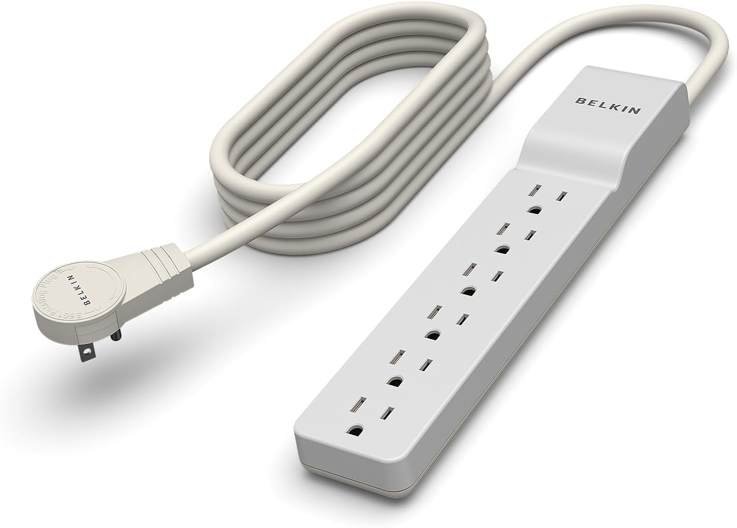 6-Outlet Sur Protector Power Strip, 6ft Cord, 360° Rotating Plug - 1080 ...