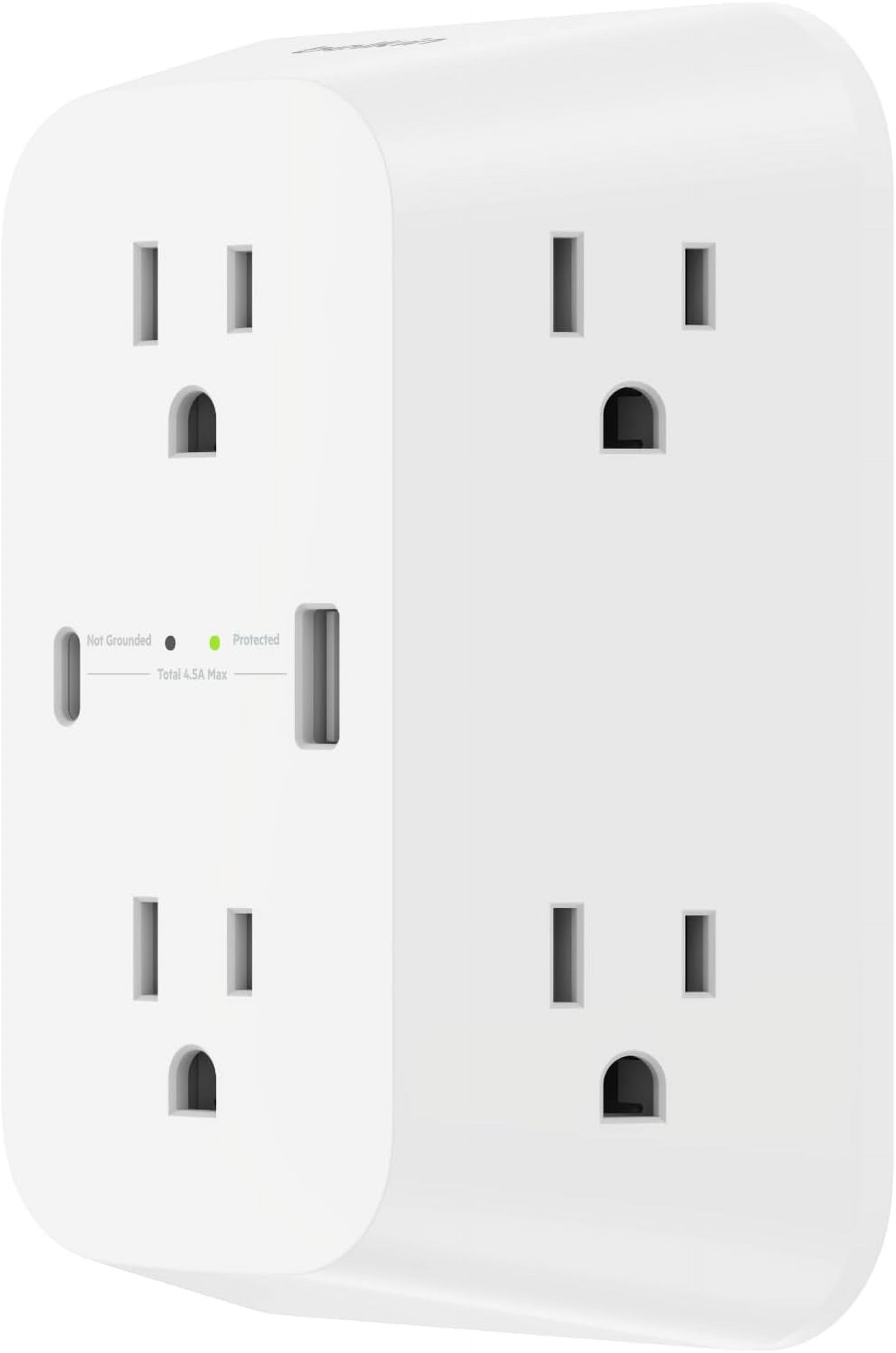 6-Outlet Sur Protector Power Strip, ETL-listed, Wall-Mountable w/ 6 AC Outlets, Overvolta ...