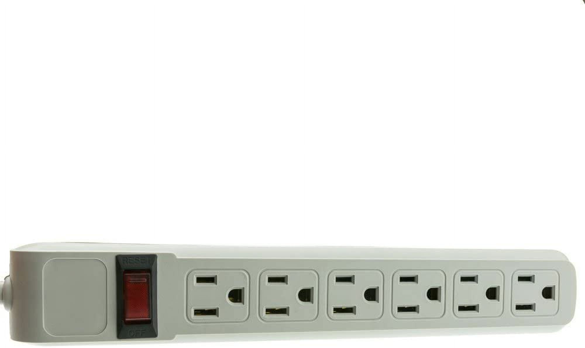 6 Outlet Surge Protector 15A 120V with Flat Rotating Plug 10ft Power ...