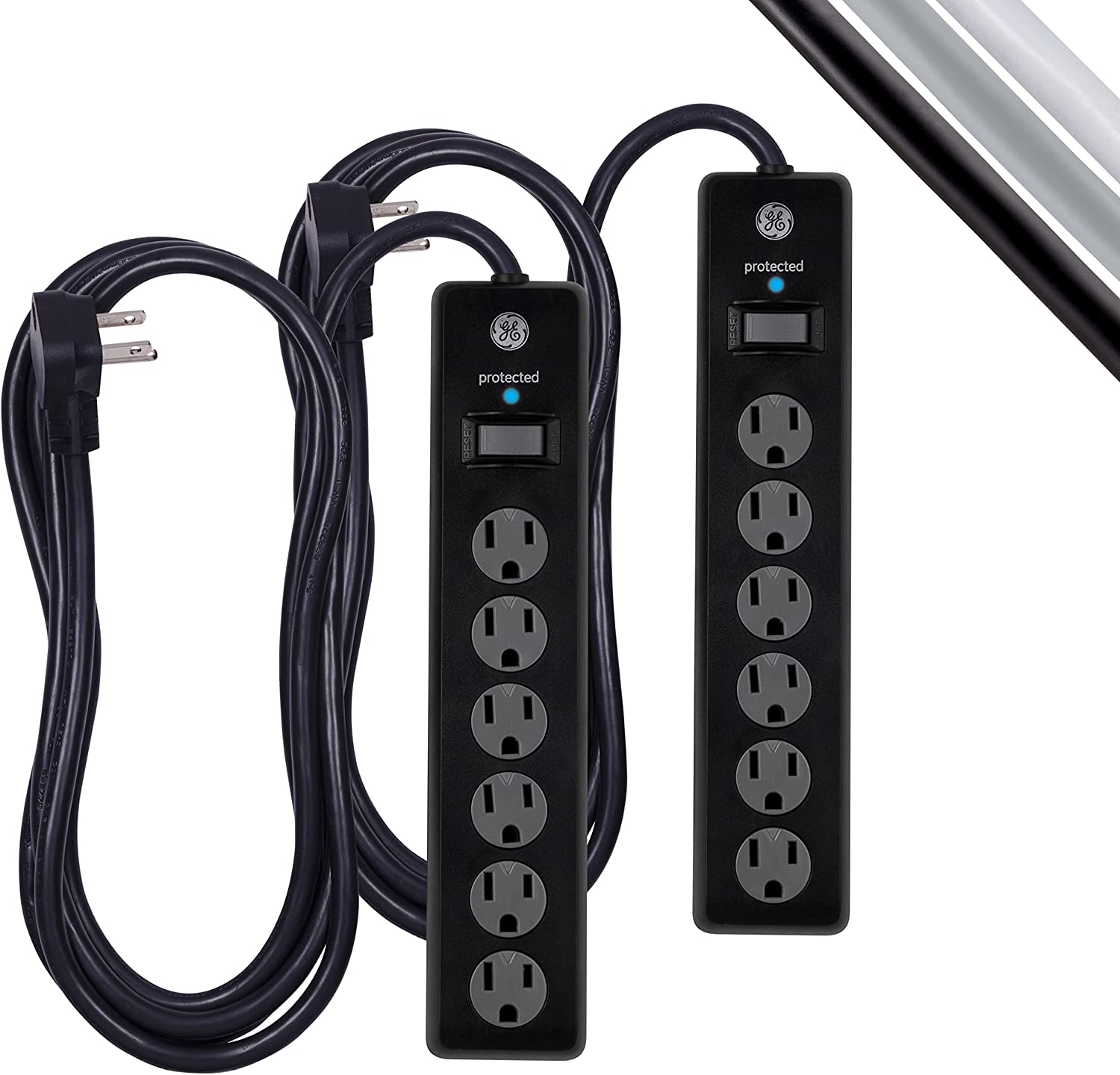 6-Outlet Surge Protector, 2 Pack, 10 Ft Extension Cord, Power Strip ...