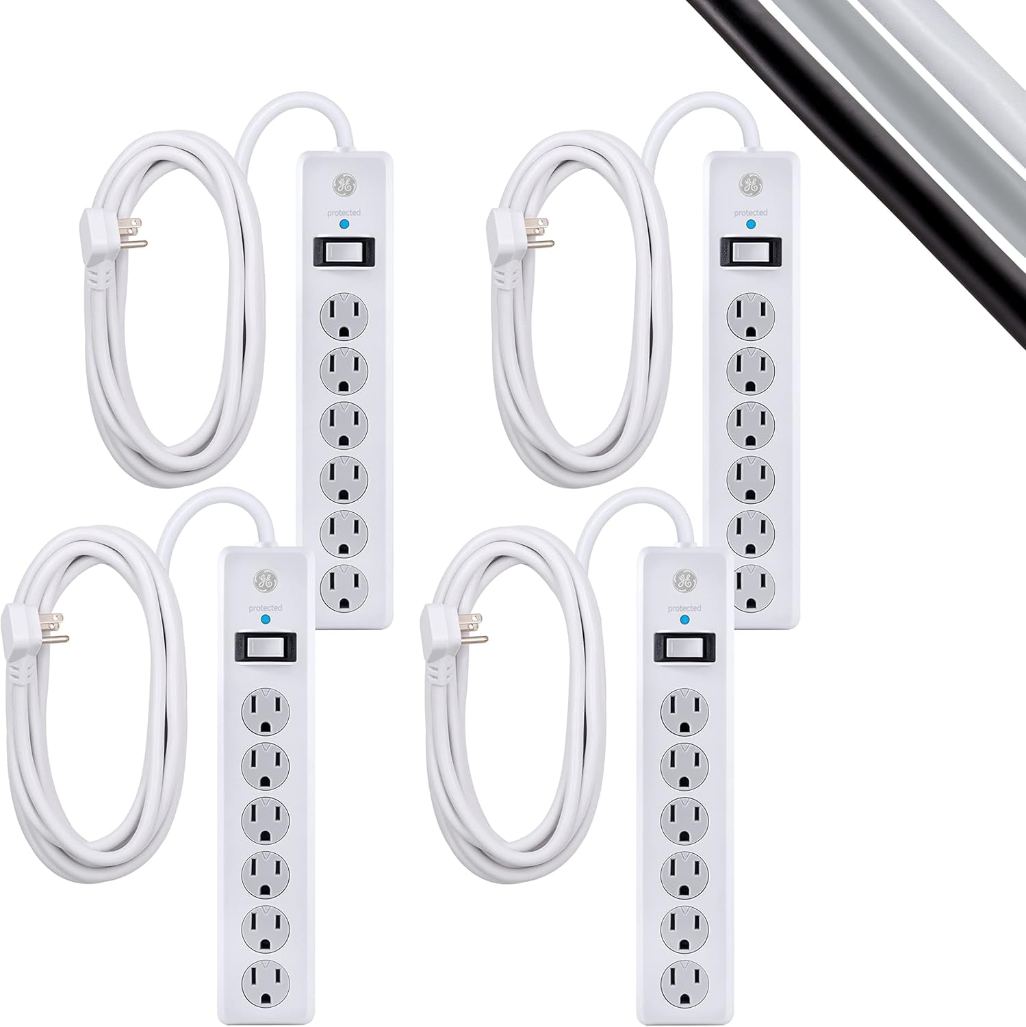 6-Outlet Surge Protector, 4 Pack, 15 Ft Extension Cord, Power Strip ...