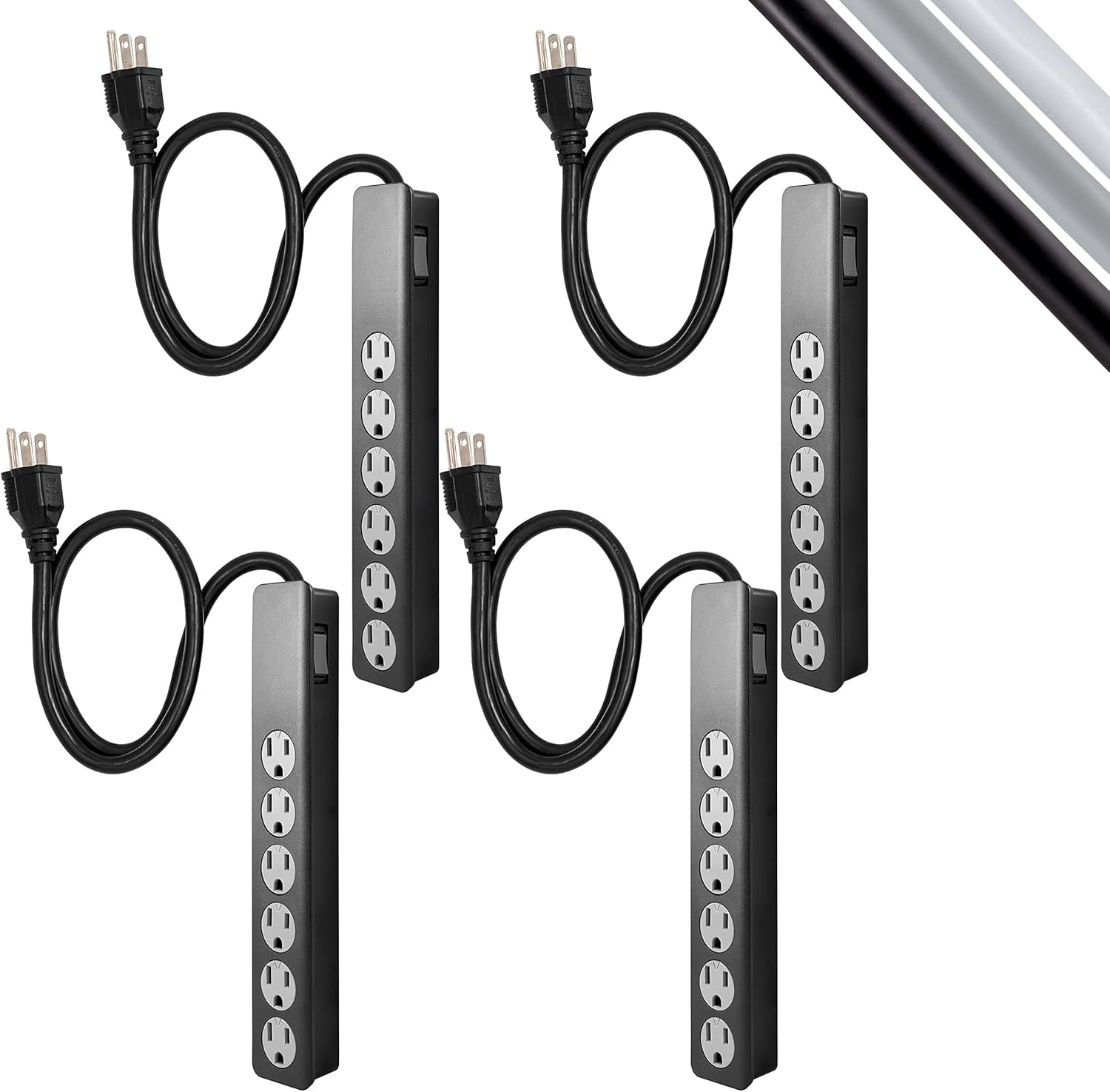 6-Outlet Surge Protector, 4 Pack, 2 Ft Extension Cord, Power Strip, 450 ...