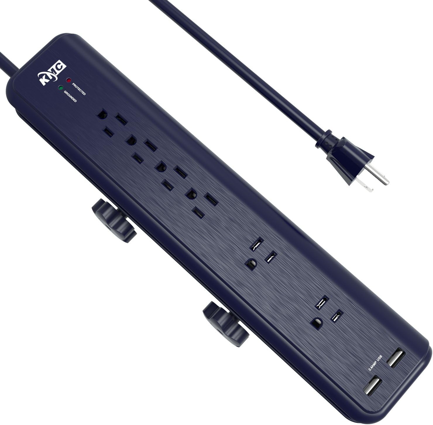 6-Outlet Surge Protector Power Strip Clamp Mount 7 Feet Cord with 2.4A ...