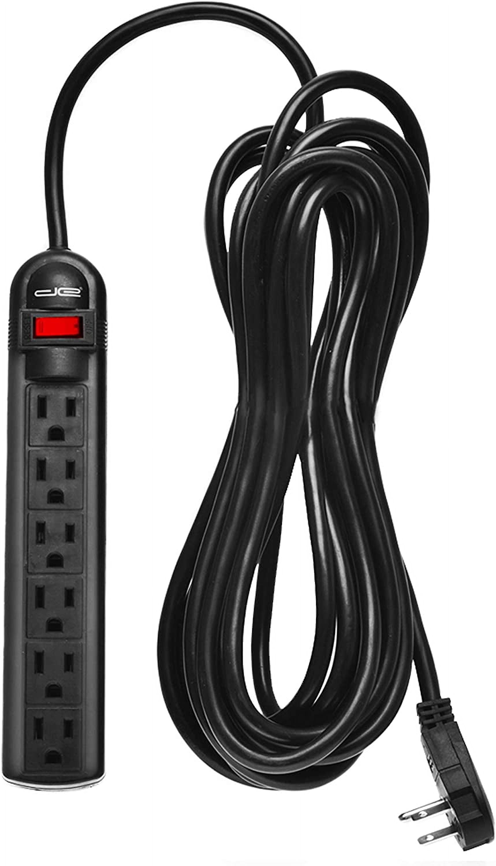 6-Outlet Surge Protector Power Strip with 15 Foot Long Extension Cord ...
