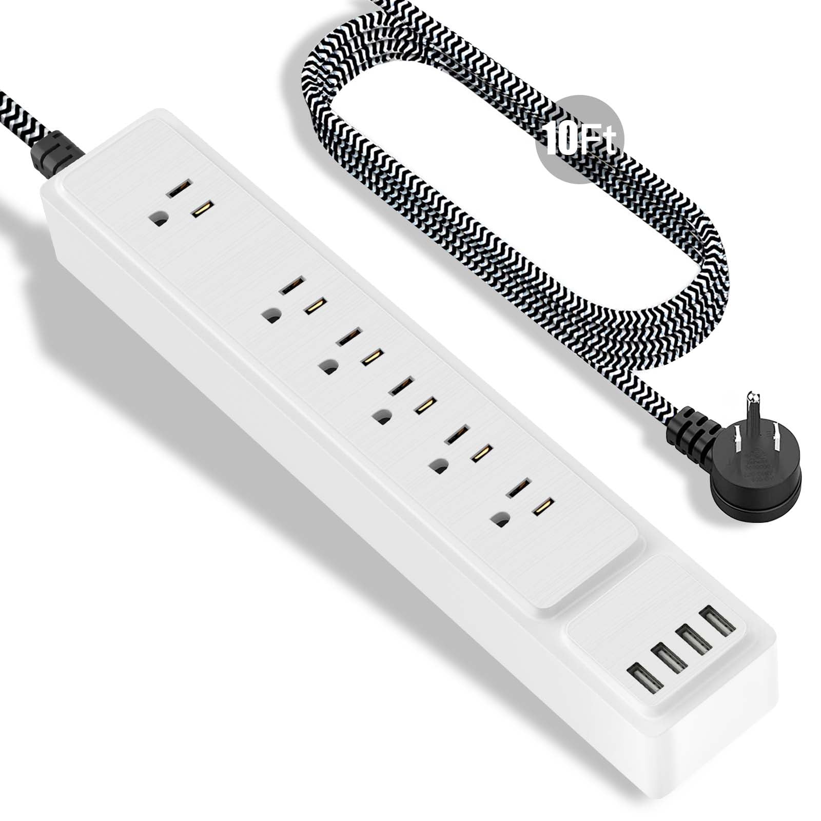 6 Outlet Surge Protector Power Strip with 4 USB Ports (900J), Wide ...