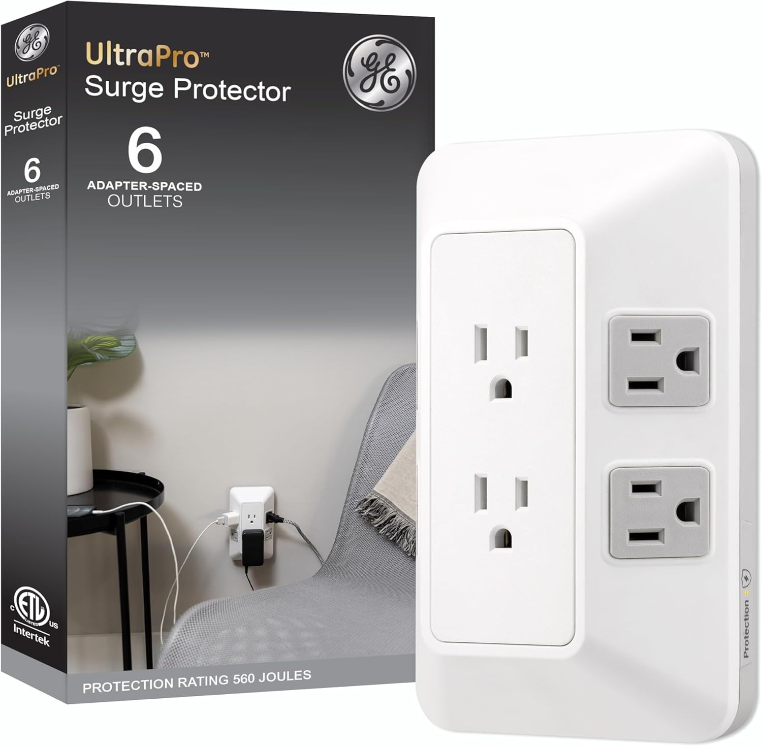 6-Outlet Surge Tap, Outlet Extender, Wall Tap, Adapter Spaced, for Home ...