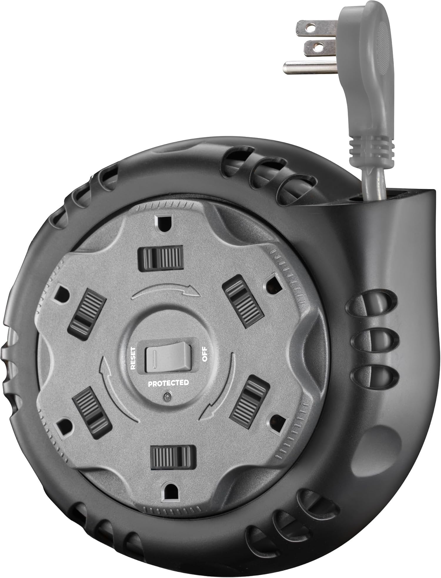 6-Outlet Surge Twist Cord Reel Retractable Power Strip Surge Protector ...