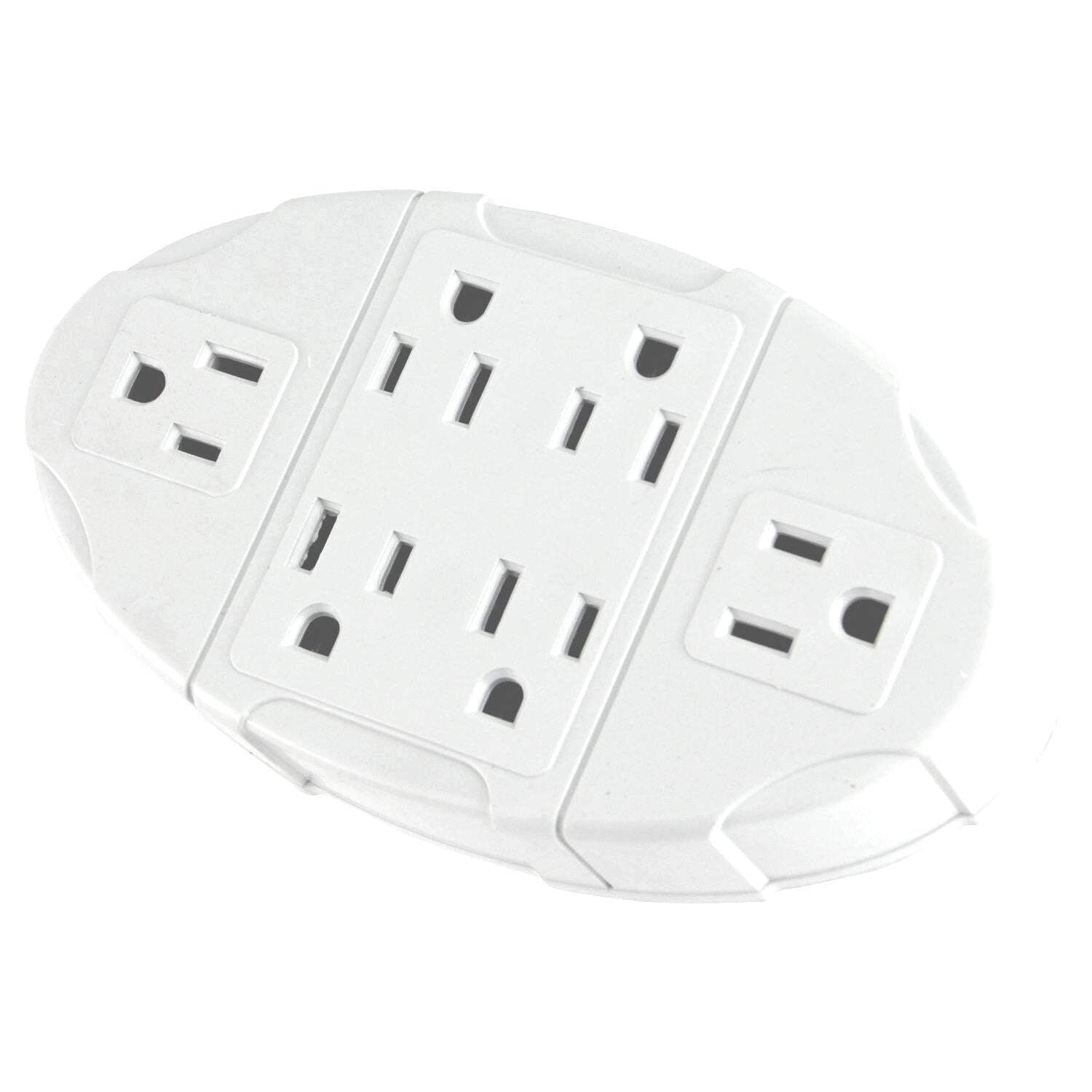6 Outlet Wall Adapter 6 grounded 3-prong outlets 125 volts, 15 amps ...