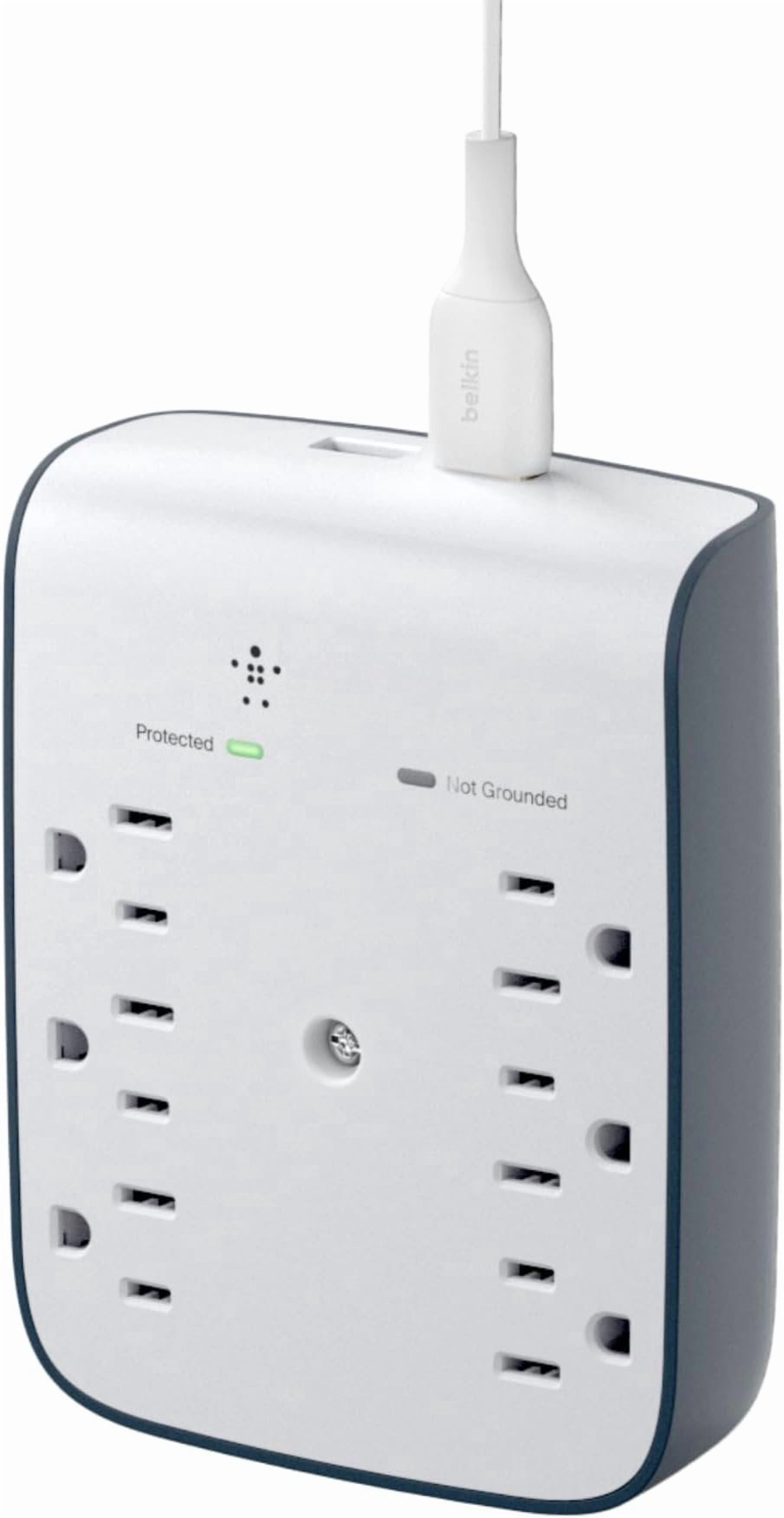 6-Outlet Wall Surge Protector w/ 2 -A Ports, Wall-Mountable Surge ...