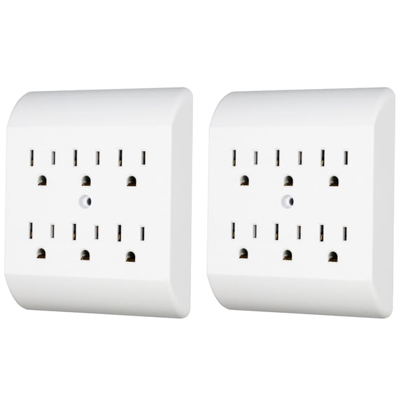 Projectpak, 6 Outlet Wall Tap Extender, 2 Pack, Turns 2 into 6 outlets ...