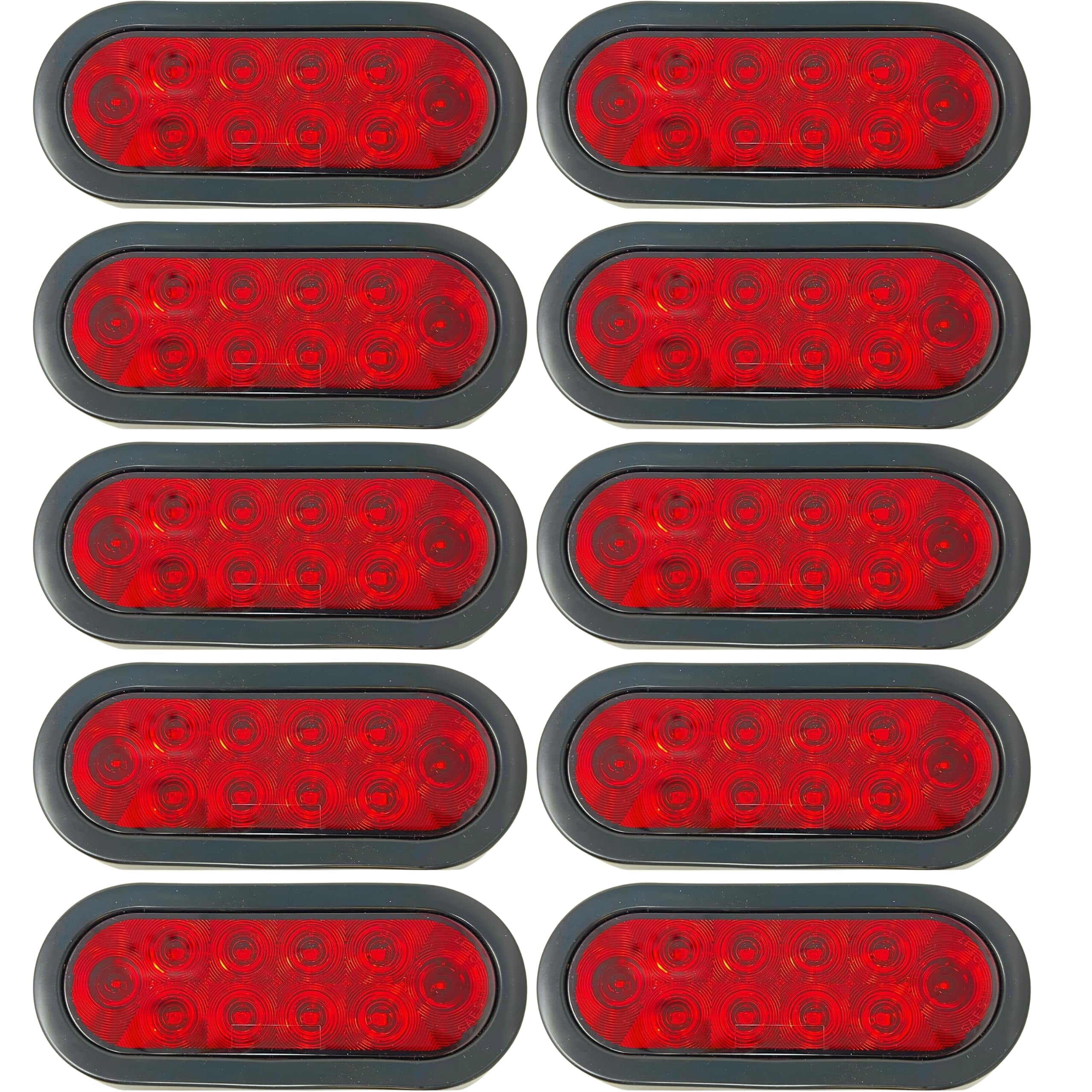 6" Oval 10 LED Trailer Stop Turn Tail Light Kit DOT Certified 10x Red ...