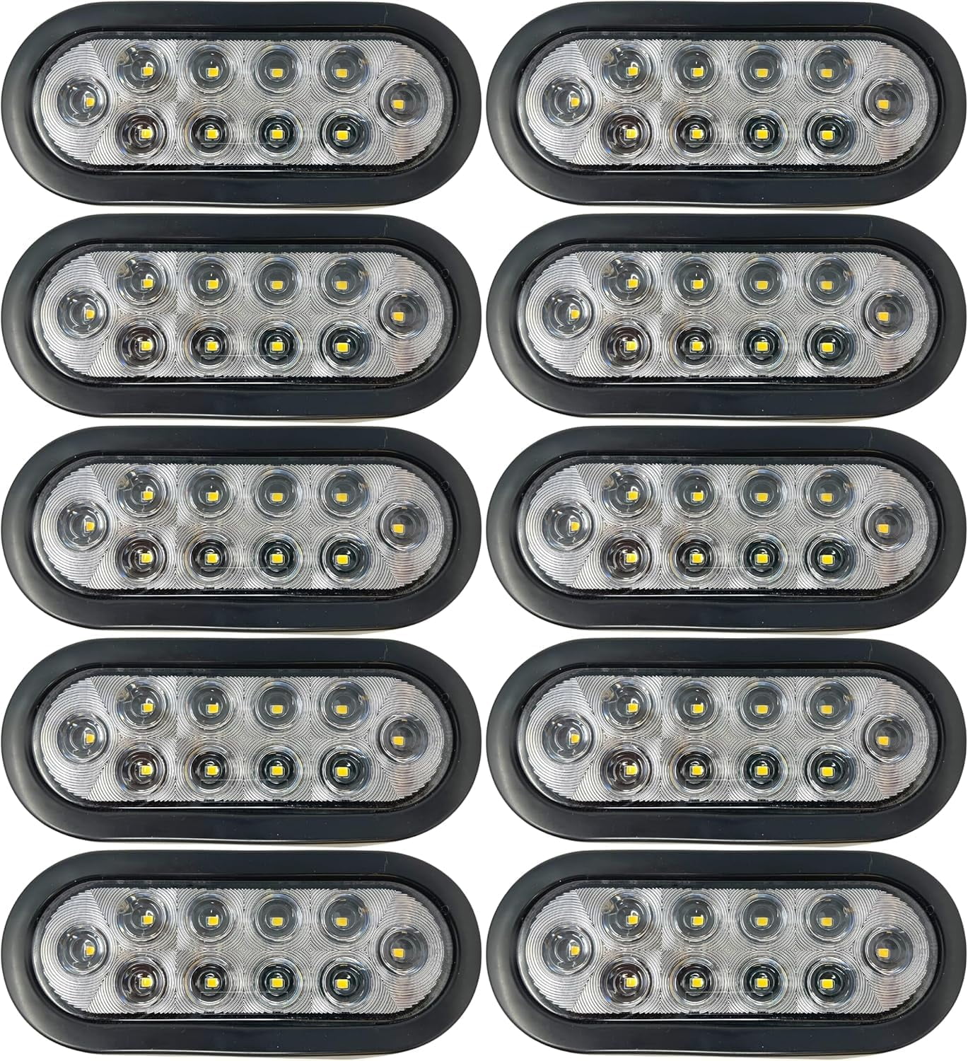 6" Oval 10 LED Trailer Stop Turn Tail Light Kit DOT Certified 10x White ...