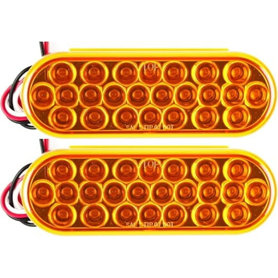 6" Oval Recessed Amber Strobe Light 24 LED DOT/SAE Approved 2x without ...