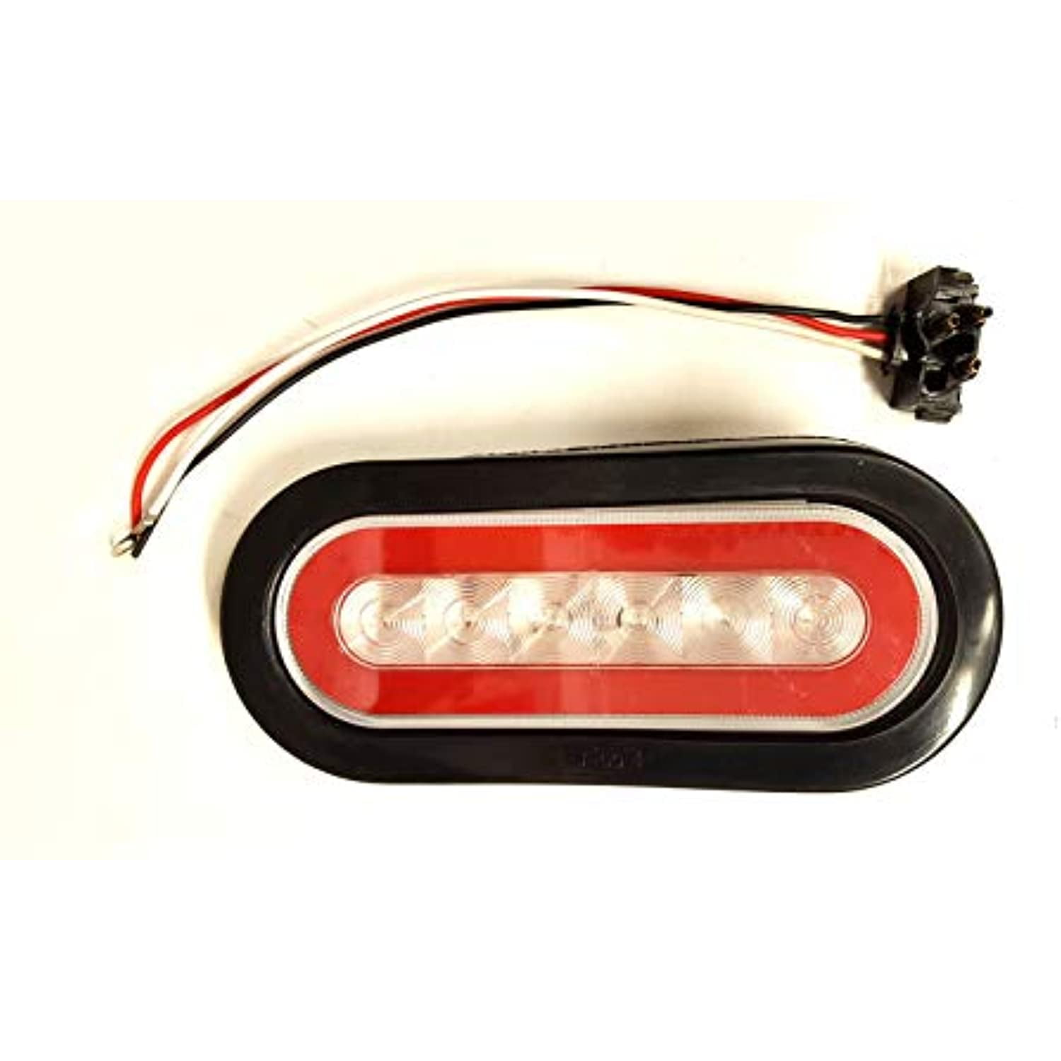 6" Oval Red Clear LED Glow Stop Turn Tail Light Grommet Mount Optronics ...