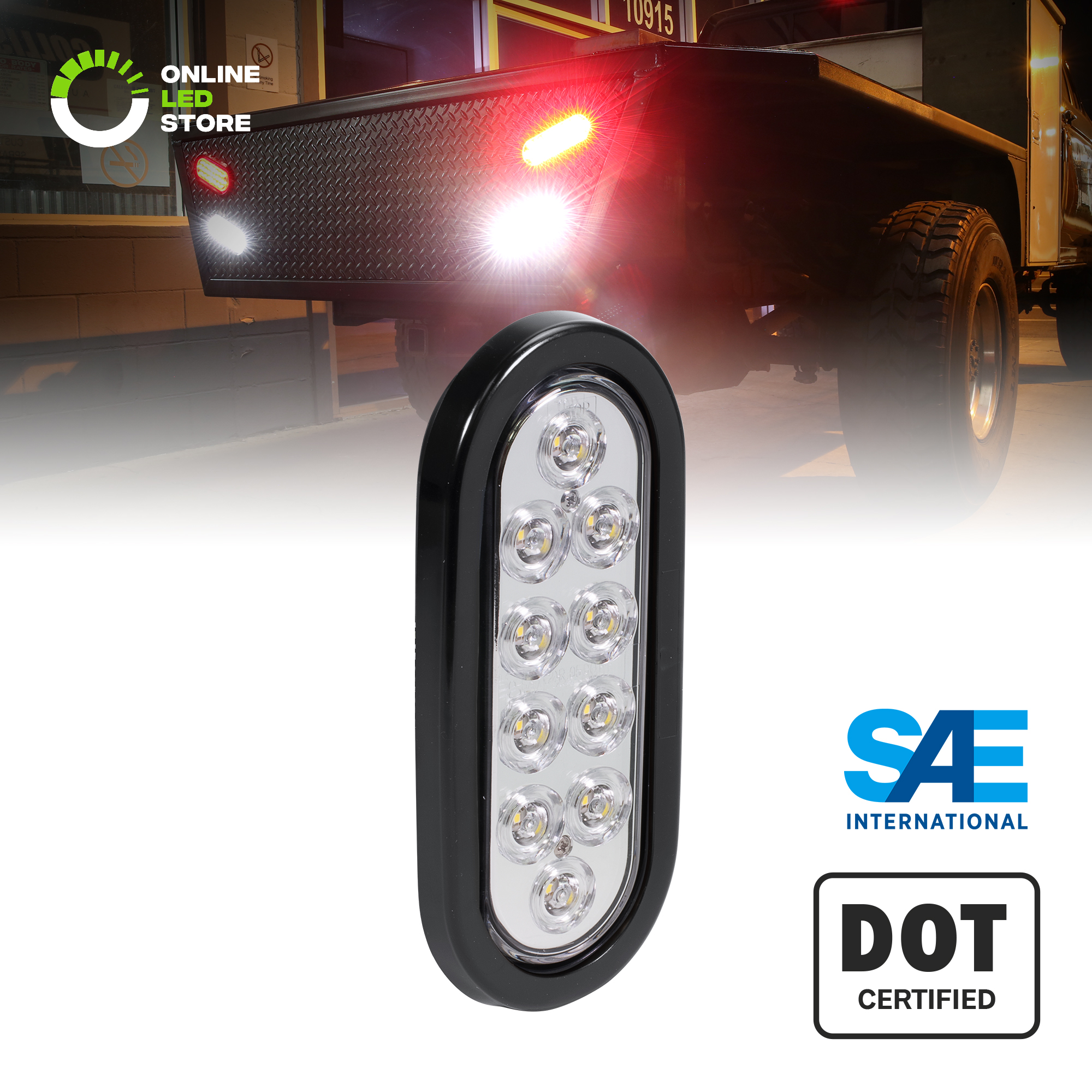 6" Oval White LED Trailer Tail Lights [DOT Certified] [Grommet & Plug ...
