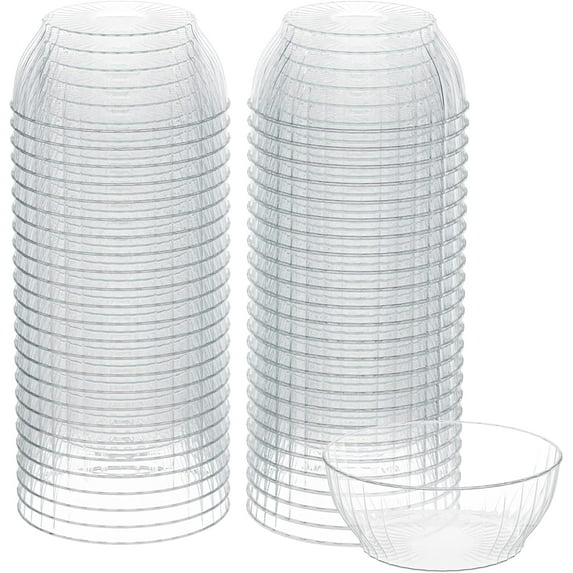 6 Oz Clear Plastic Small Bowls - 50 Pack Disposable Heavy Duty Dessert ...
