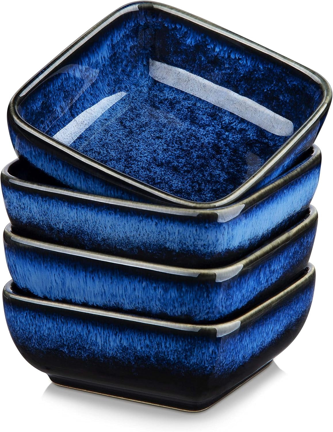 6 Oz Dipping Bowls, 3.7 Inches Ceramic Soy Sauce Dish, Square Side ...