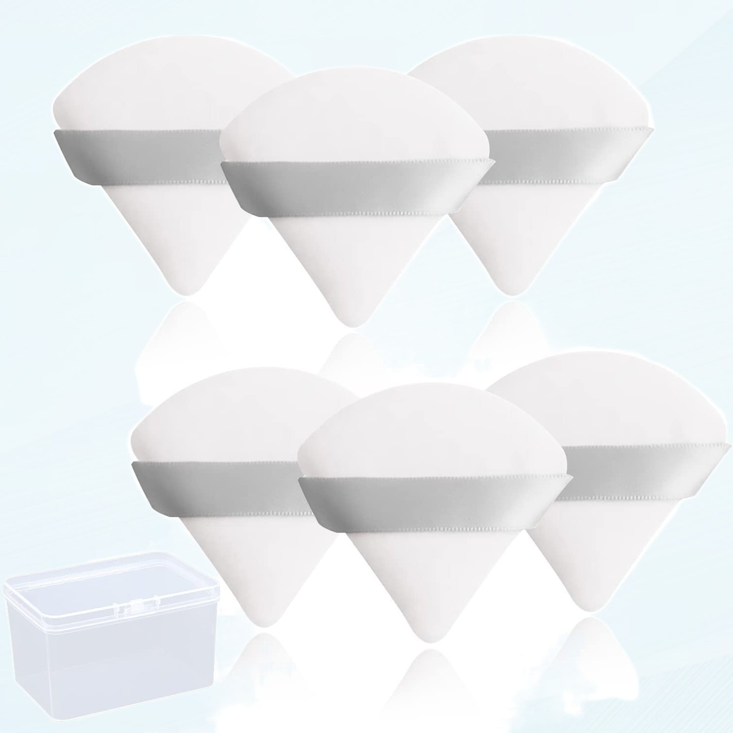 6 Púdar Púdar Puff Aghaidh Triantán Makeup Puff, Velor Bog Fondúireacht ...