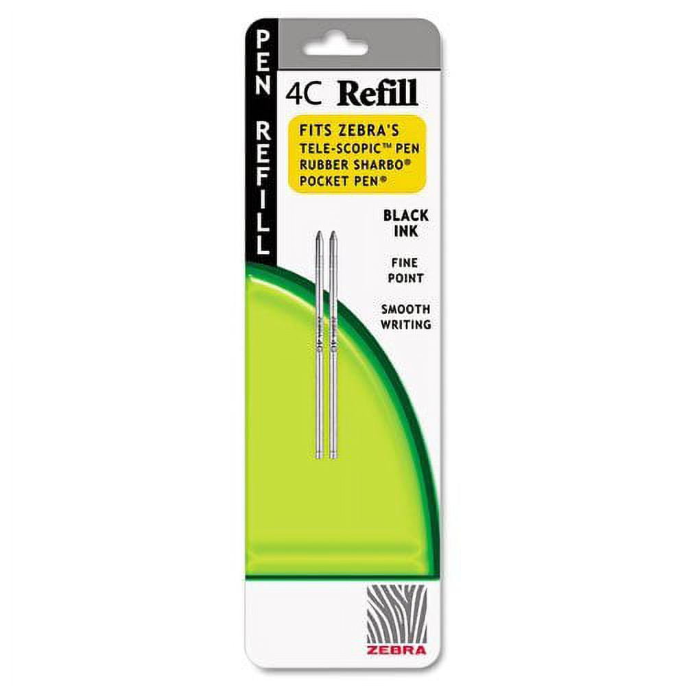 6 PACK - 12 REFILLS Zebra Refill for 4C Pocket Pen, Fine, Black Ink, 2 ...